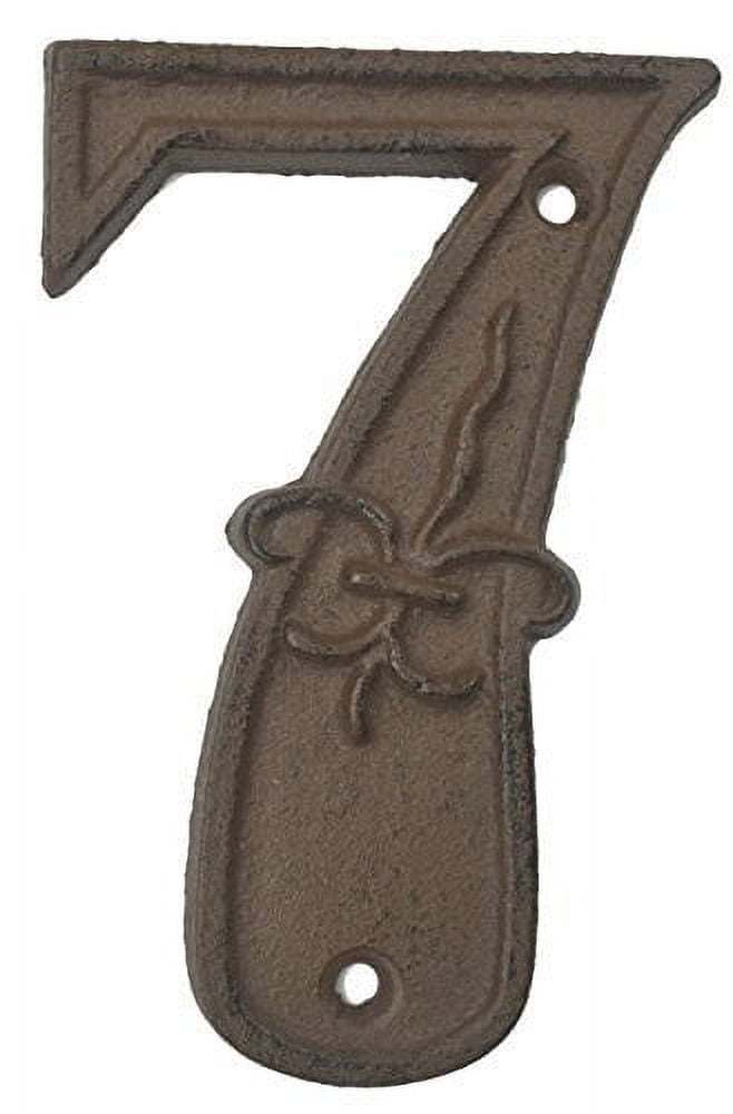 Lulu Decor, Cast Iron House Number 7 Antique Brown Finish with Fleur De ...