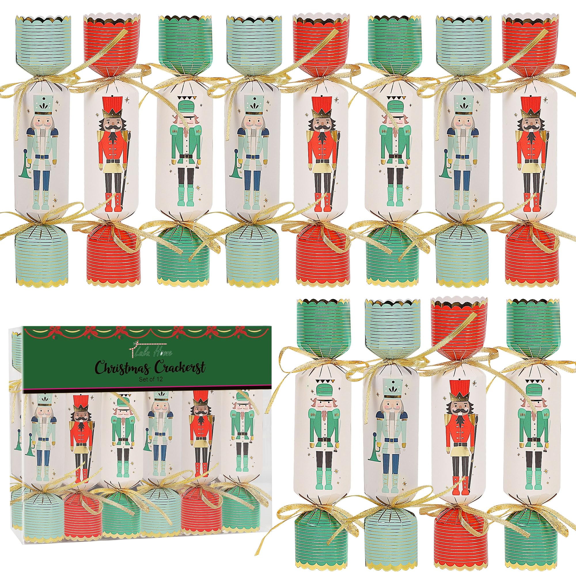 Lulu Home 12 Packs Non-Snap Christmas Crackers Set, Xmas Gift Box Kit ...