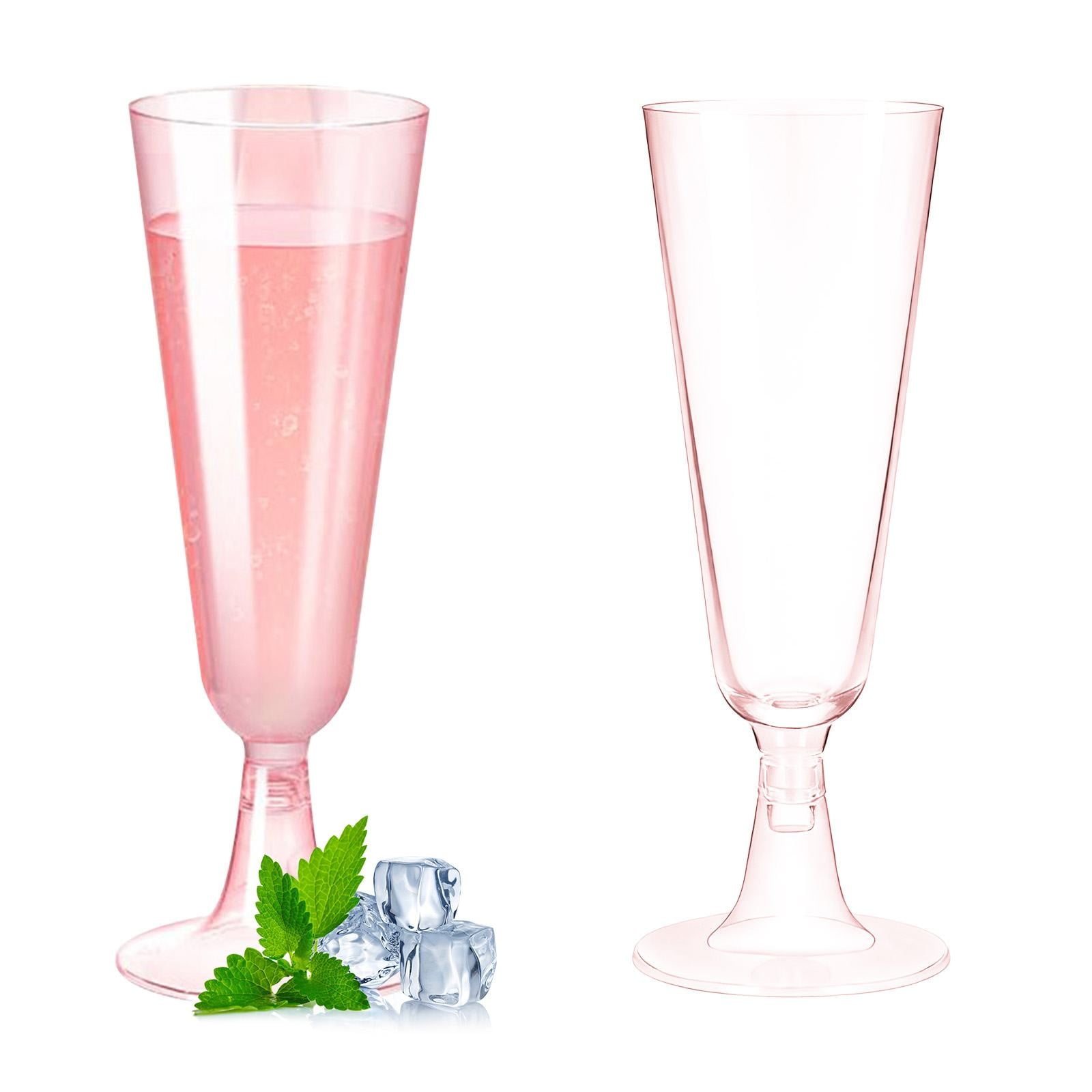 Luluganb 1 Pack Plastic Champagne Flutes, 5.5 Oz Disposable Wine Cups ...