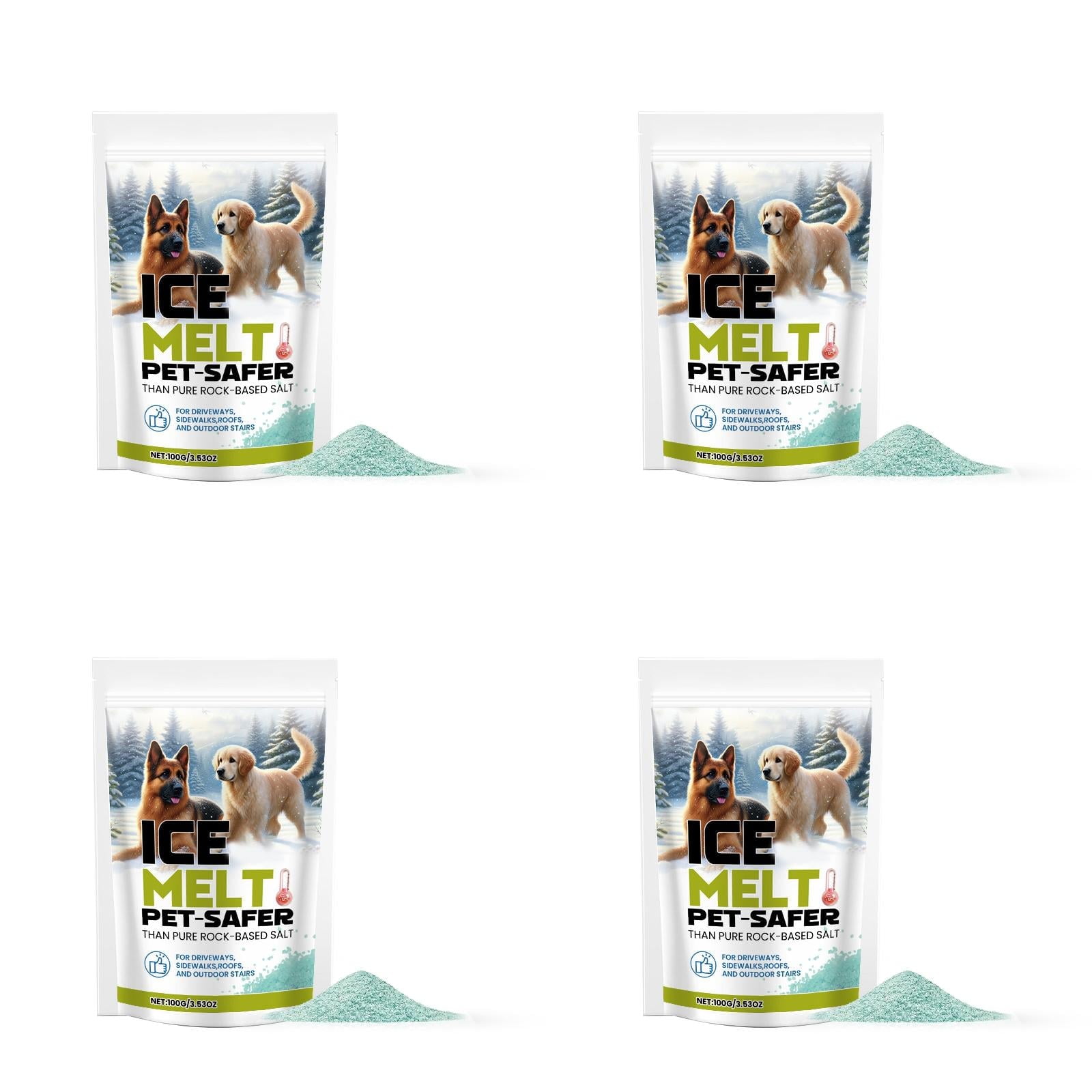 Luluganb 4Pcs Pet Safe Ice Melt - 0.2lb Bag, Safe for Concrete ...