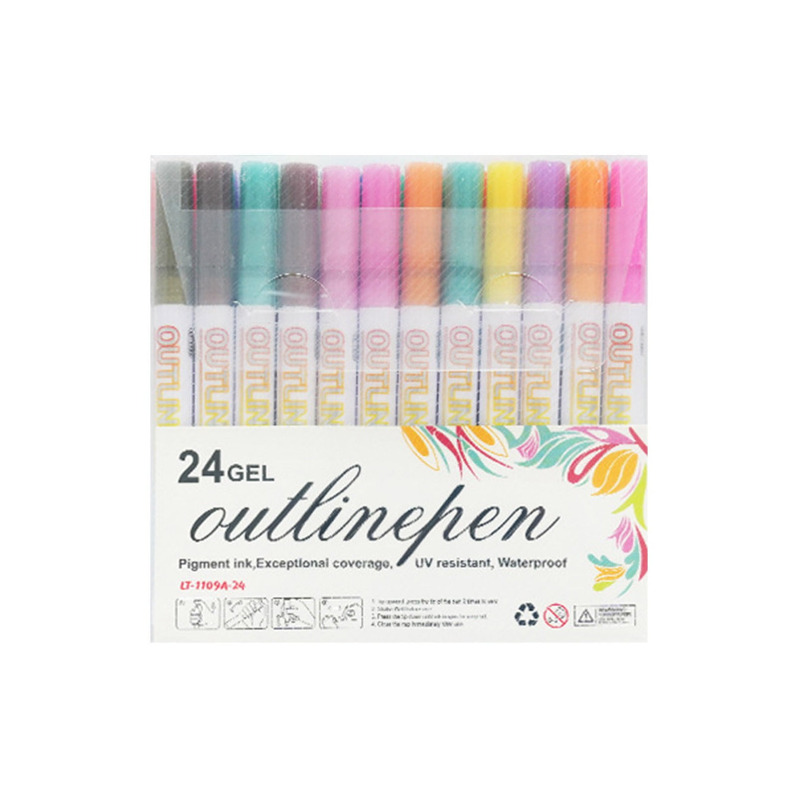 Luluganb Double Line Outline Markers 24 Colors,Self-Outline Metallic ...