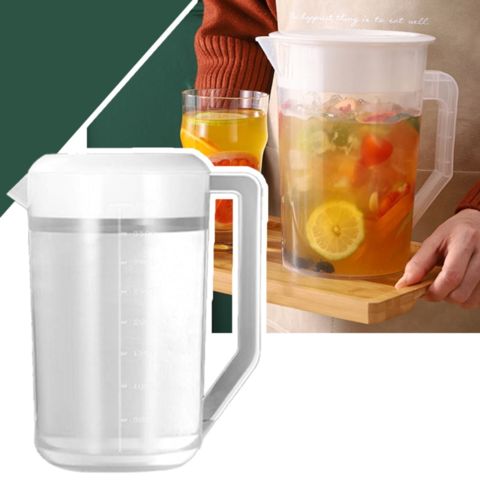 Luluganb Large Plastic Straining Pitcher with Lid, Clear Water Carafe ...