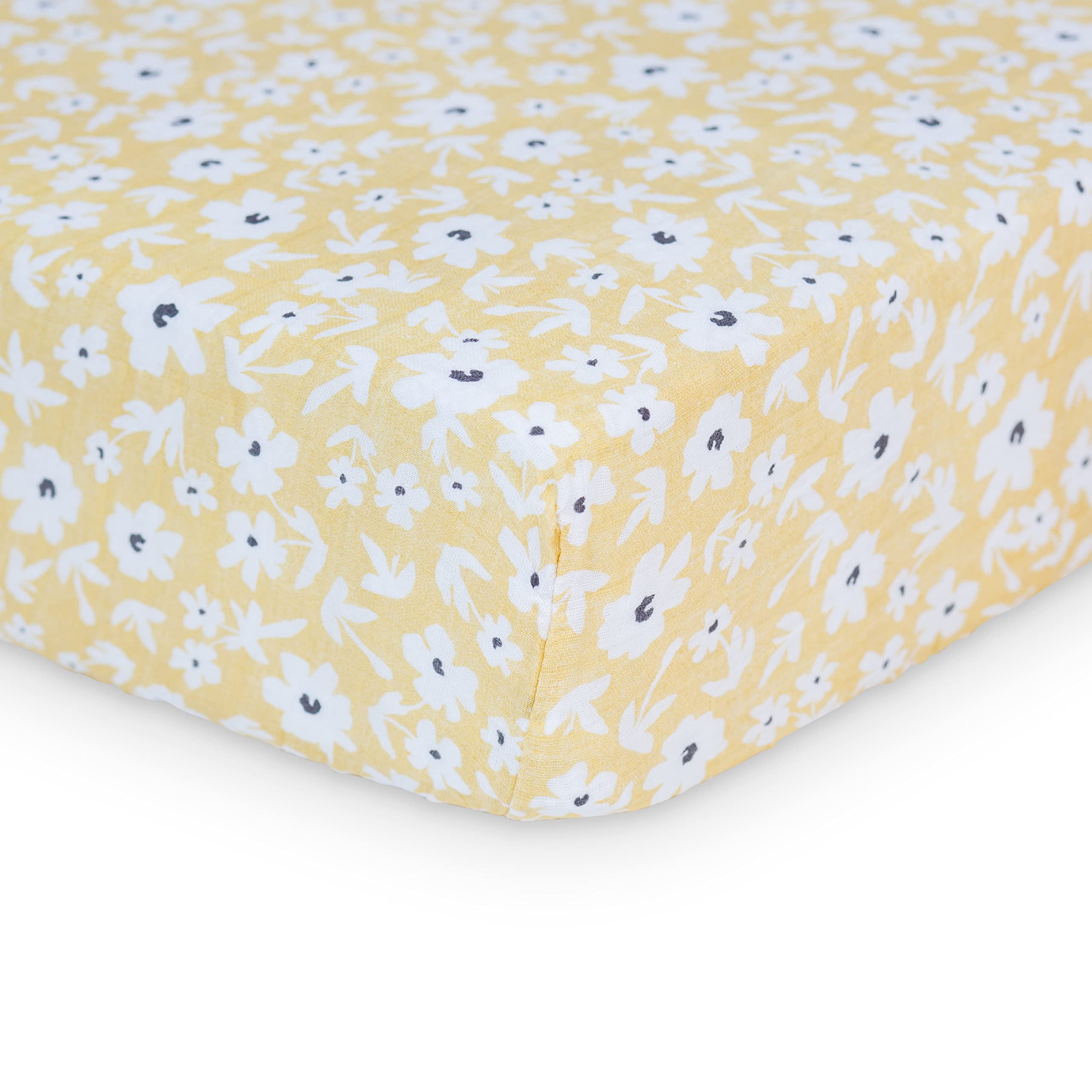 Lulujo Soft Cotton Baby Crib Sheet, Yellow Wildflowers - Walmart.com