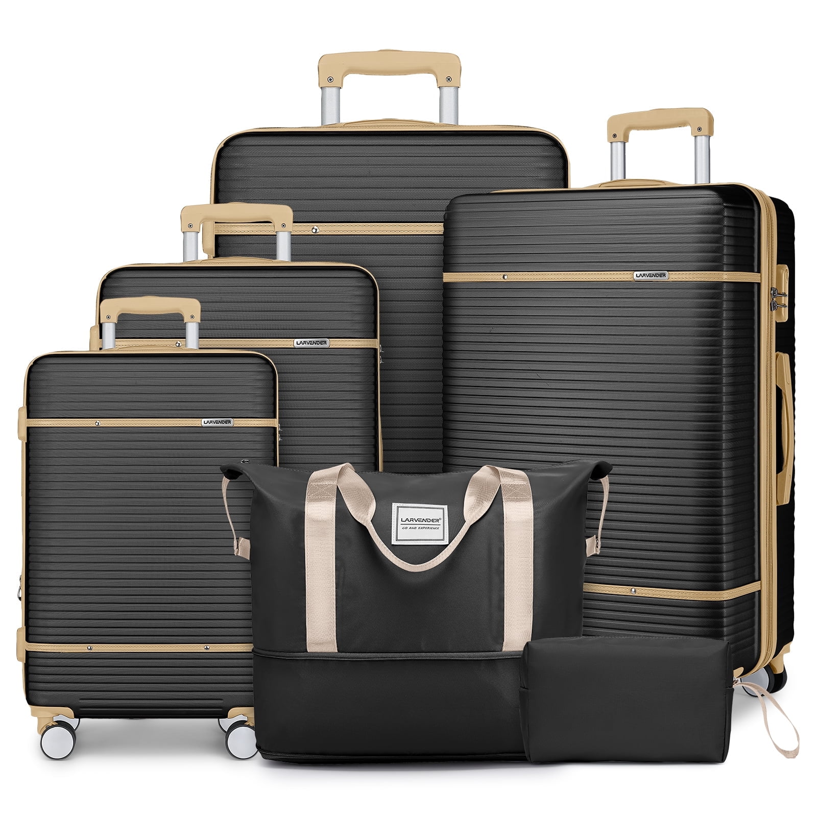 LARVENDER Luggage Sets 6 Piece, Expandable(Only 28 & 24") Luggage Set ...