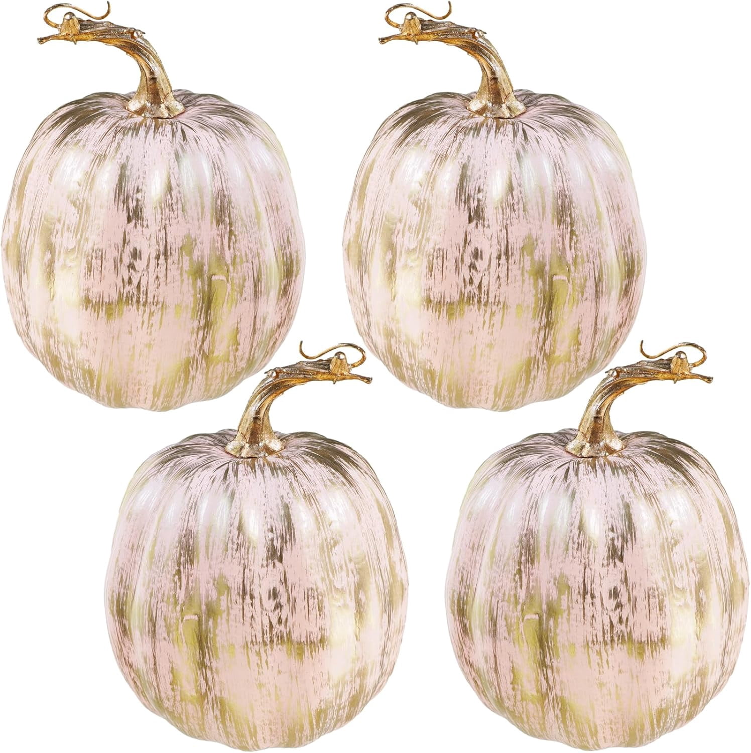 Luluy 6.7" Pink Artificial Pumpkins 4 Pcs Harvest Lifelike Pumpkins Big ...