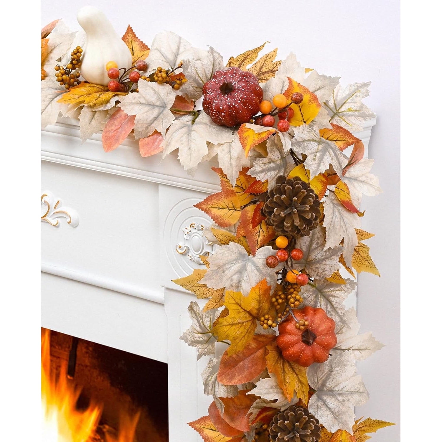 Luluy 6 FT Pumpkins Fall Garland for Mantle Fall Decorations for Home ...