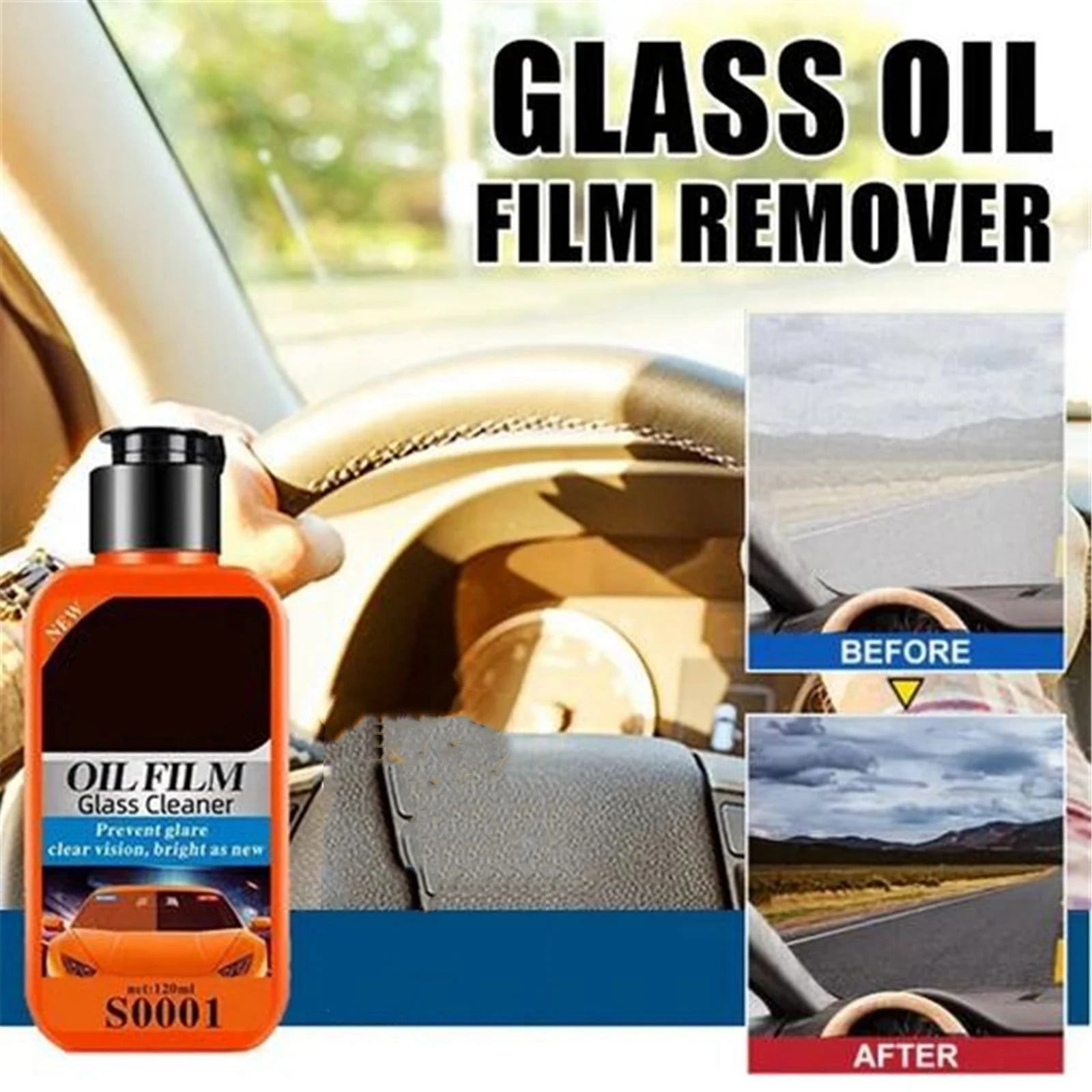 Luluy Car Glass Oil Film Cleaner, Car Glass Cleaner, Solves Water Stains, Bird Droppings ...
