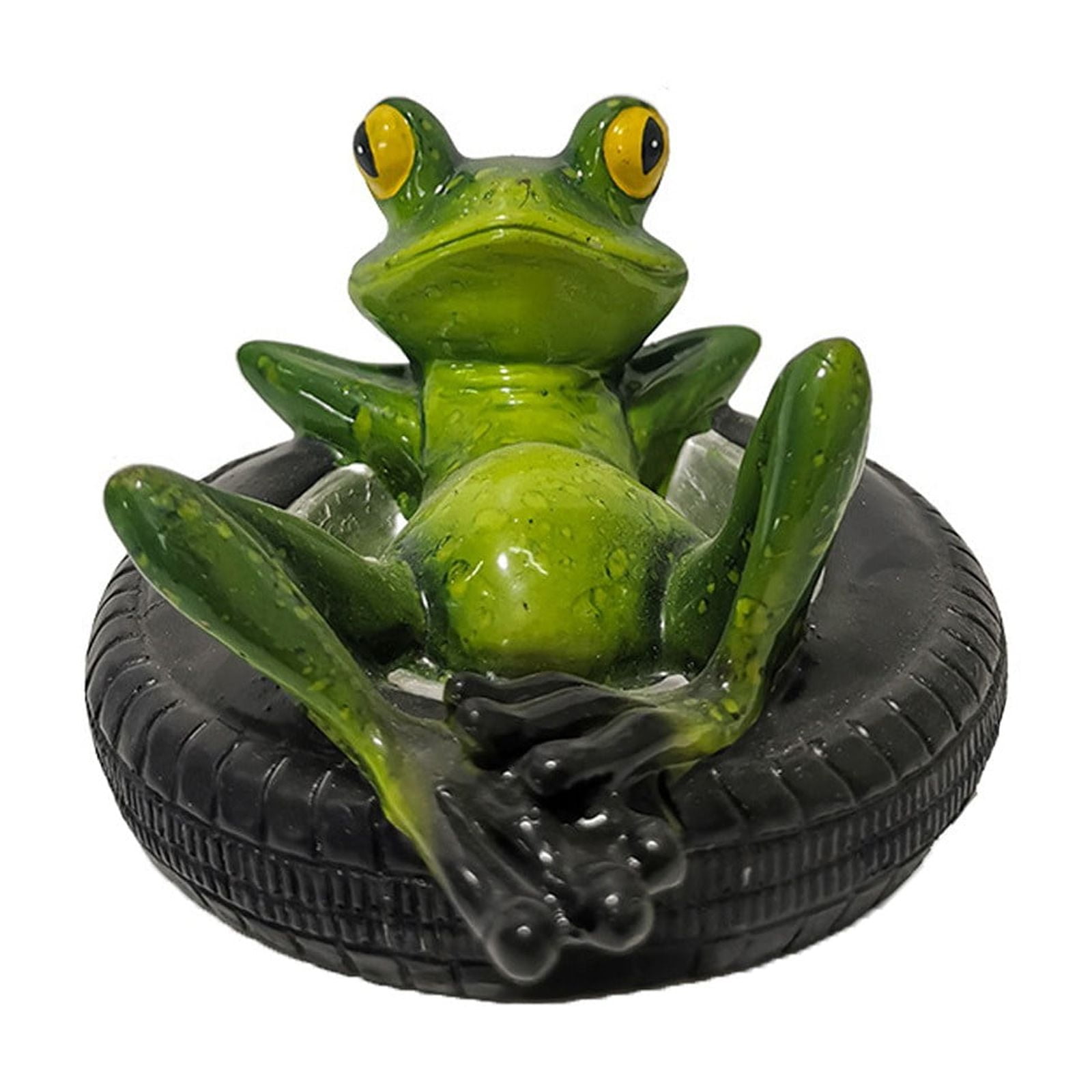 Luluy Charming Frog Figurine On Tire Whimsical Garden Decor, Weather ...