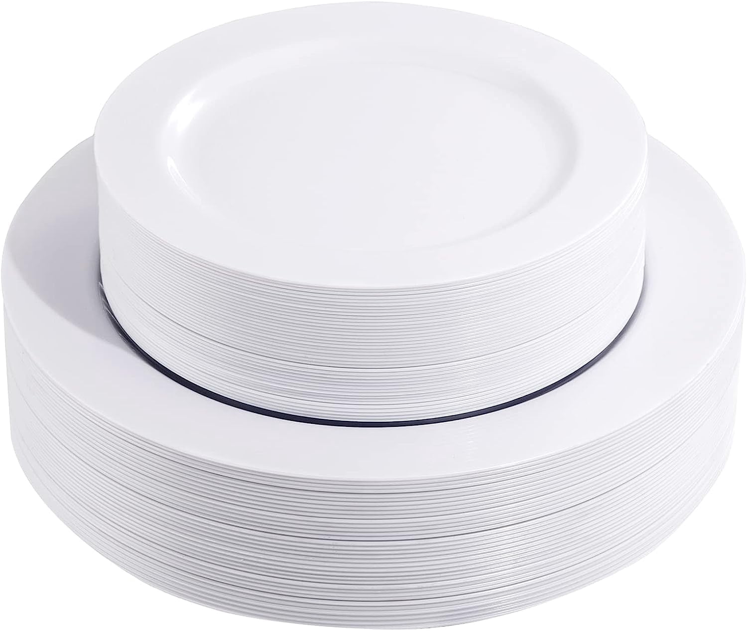 Luluy Disposable Plastic Dinner & Salad Plates Set, Plastic White, 10. ...