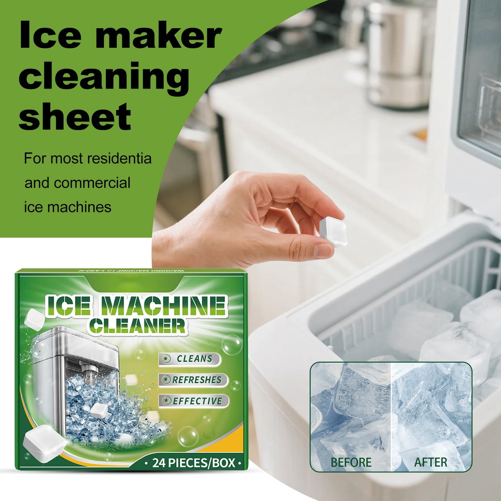 Luluy Ice Machine Cleaner Maker Descaler - 24 Clean Tablets Compatible ...