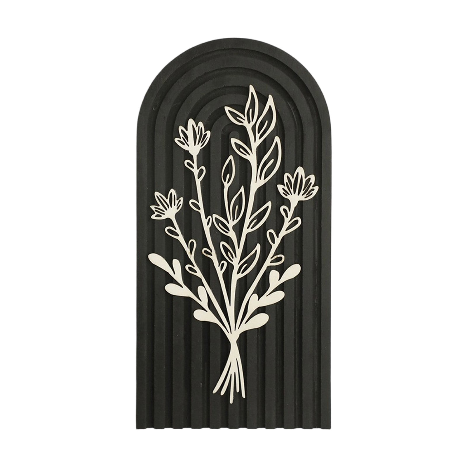 Luluy Modern Black Arched Wall Decor With Minimalist Floral Design ...