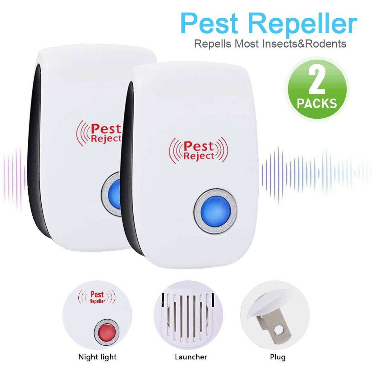 Luluy Repellent Pest Control Ultrasonic Pest Repeller Electronic Plug ...