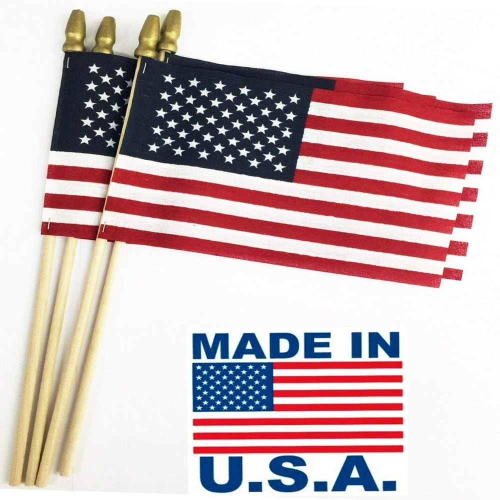 Luluy Set Of 12 Proudly Made In U.S.A. Small American Flags 4X6 Inch ...