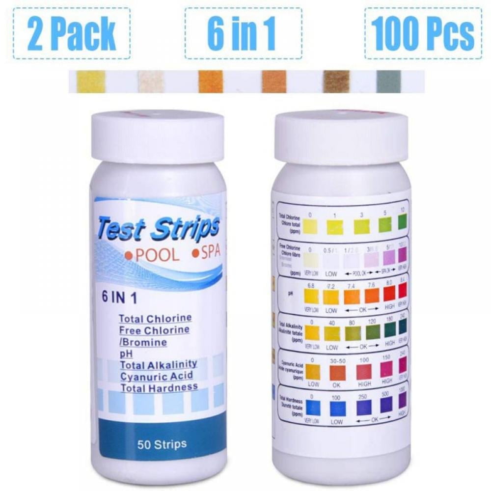 Luluy Spa And Pool Test Strips 6 In 1, 100 Ct Pool Test Strips For Hot ...