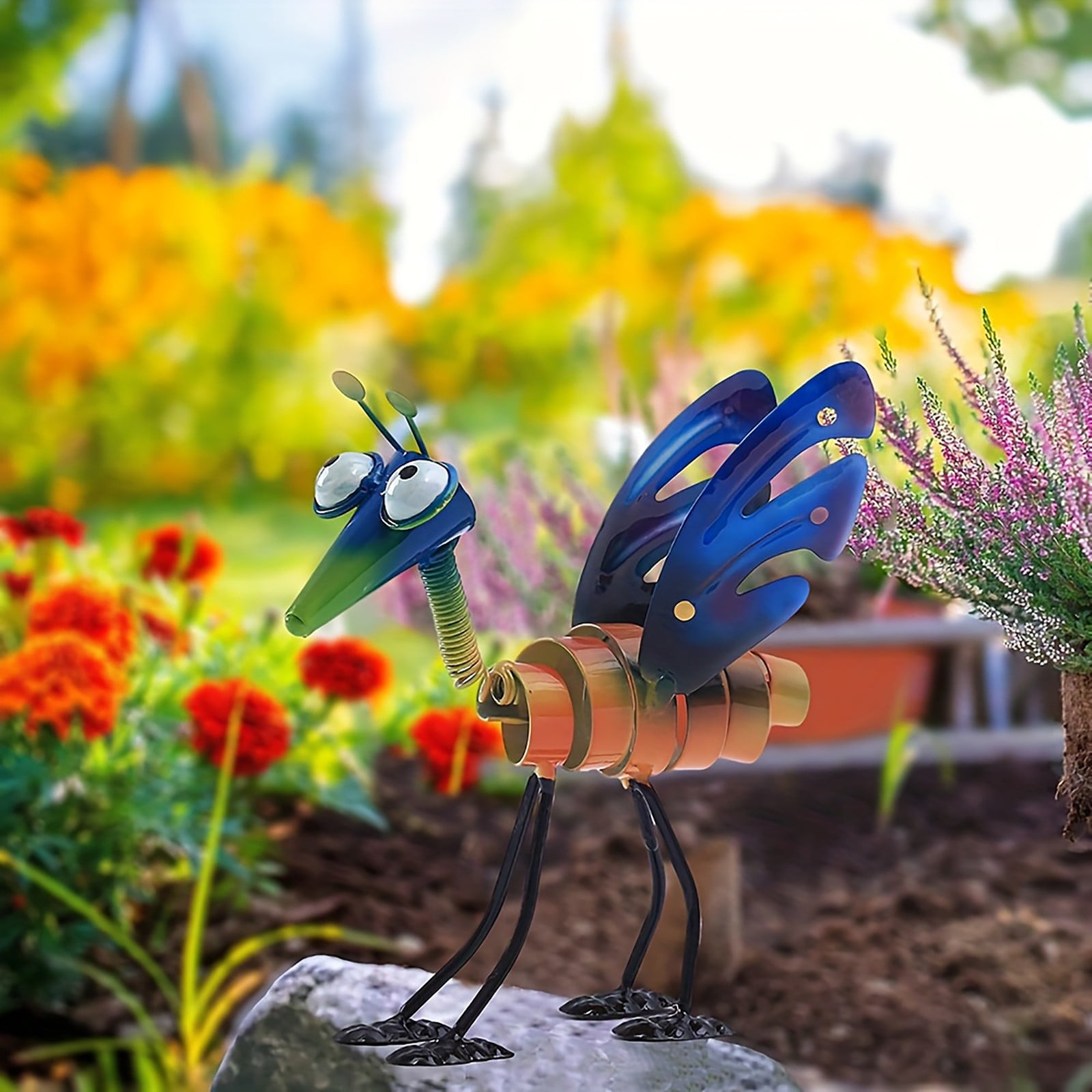 Luluy Whimsical Metal Garden Sculpture Colorful Insect Decor For ...