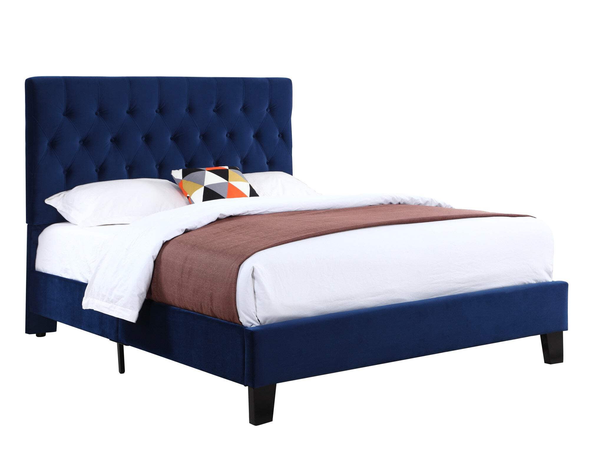 Luma Blue Cal King Upholstered Bed California King Blue Foam Solid Wood ...