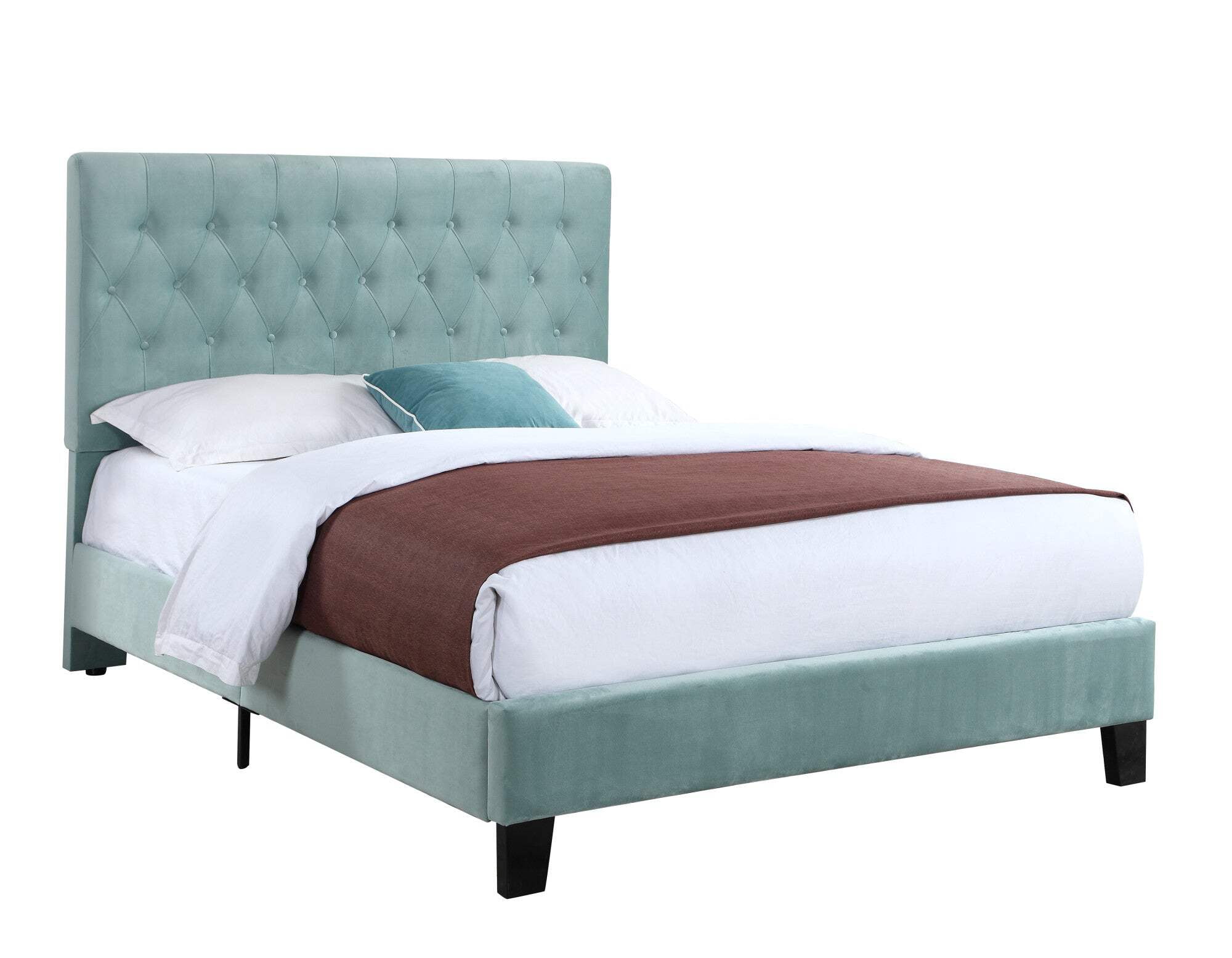 Luma Blue Full Upholstered Bed Full Blue Foam Solid Wood - Walmart.com