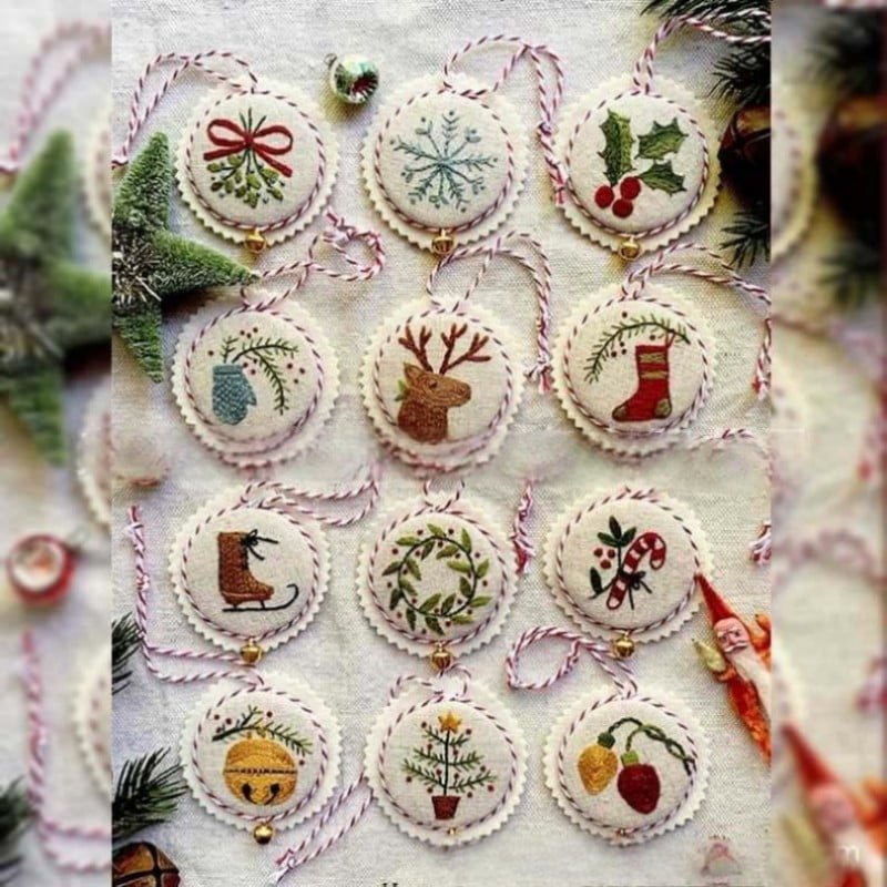 Luma Jolly and Bright Hand Embroidery Christmas Ornaments Kit, Hand ...