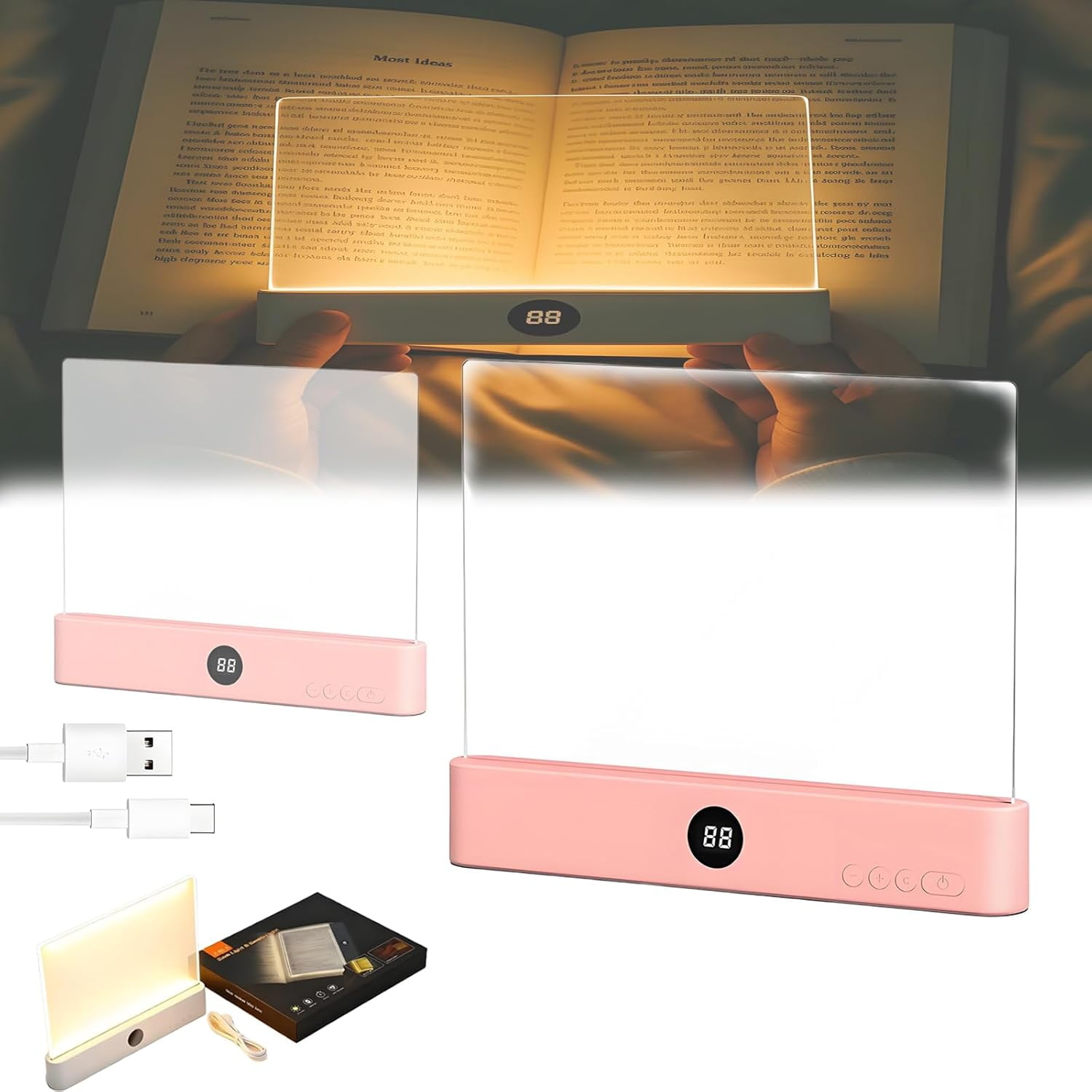 Luma Lit Book Light, Smart Dimmable USB Rechargeable Flat Panel LED ...