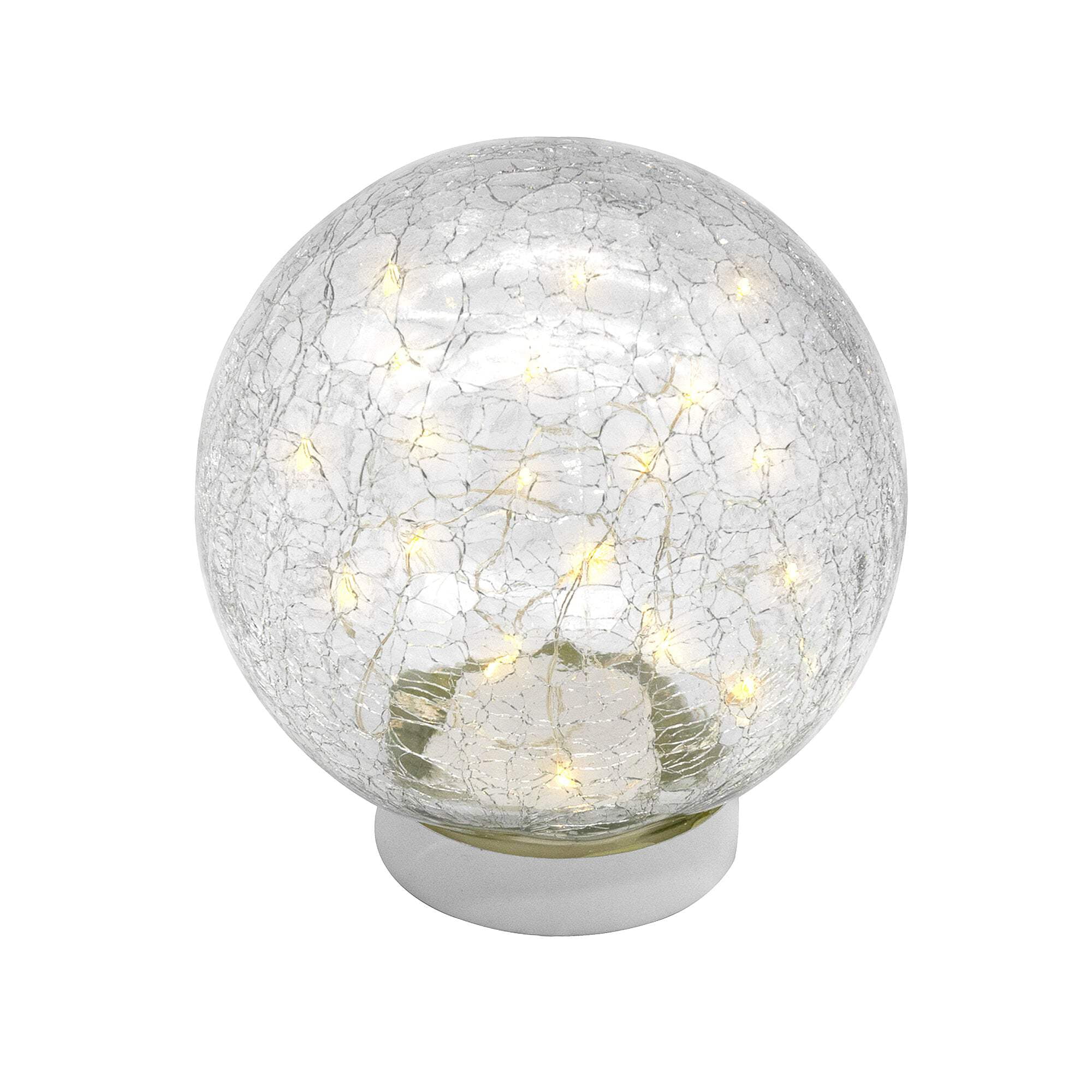 LumaBase Battery Operated Crackle Glass Globe Light with White Fairy ...
