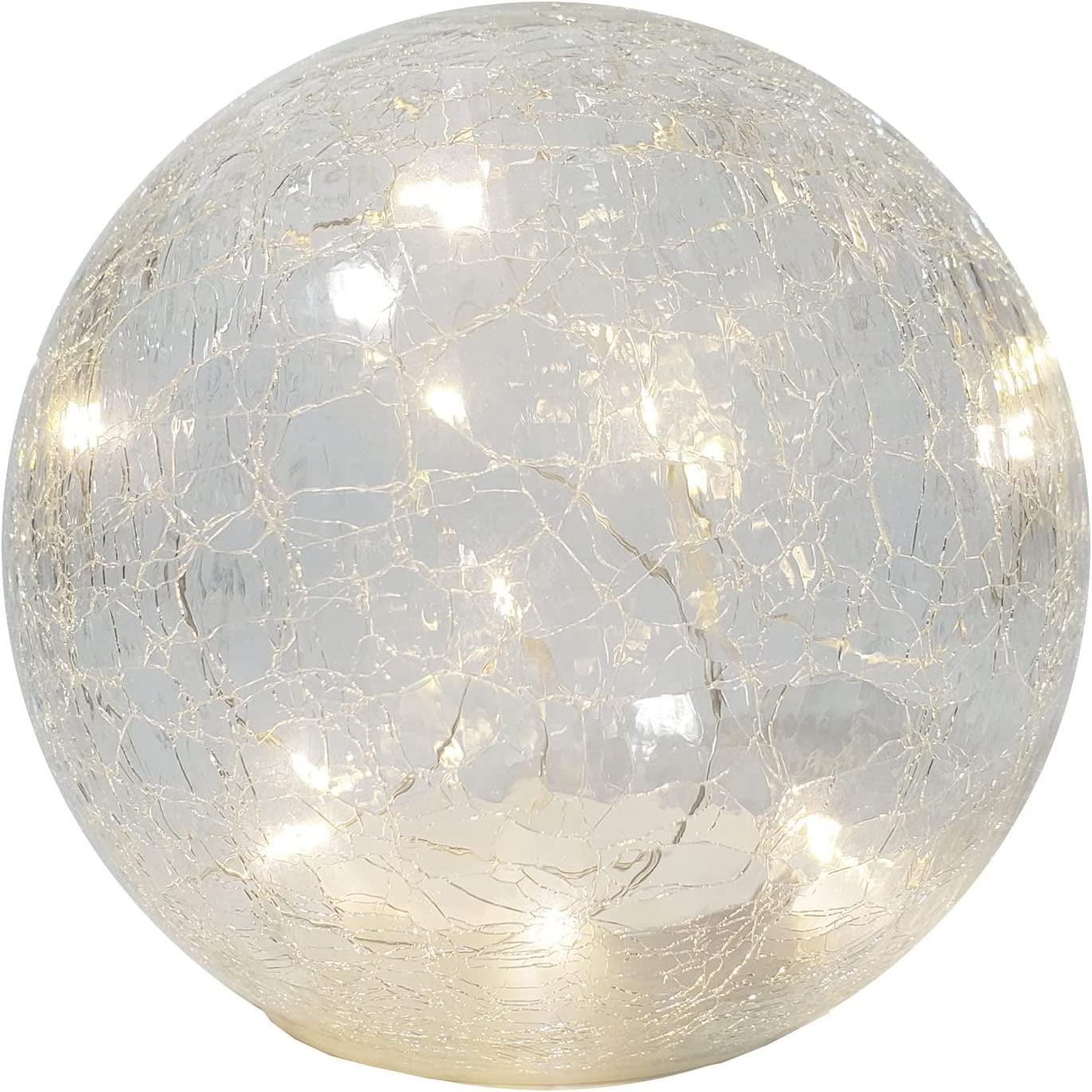 LumaBase Battery Operated Crackle Glass Globe Light with White Fairy ...