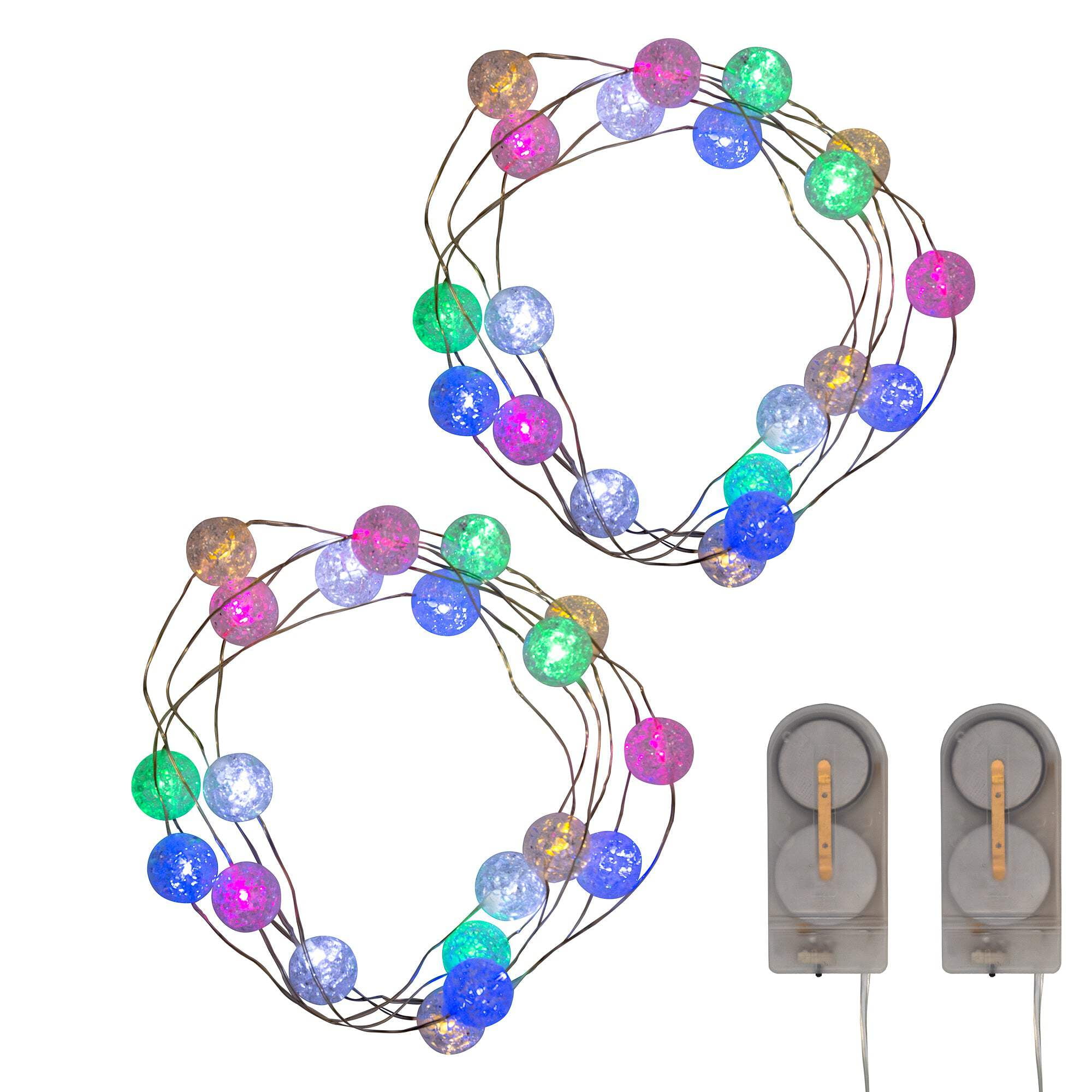 LumaBase Battery Operated Crackle String Lights - Multicolor (Set of 2 ...