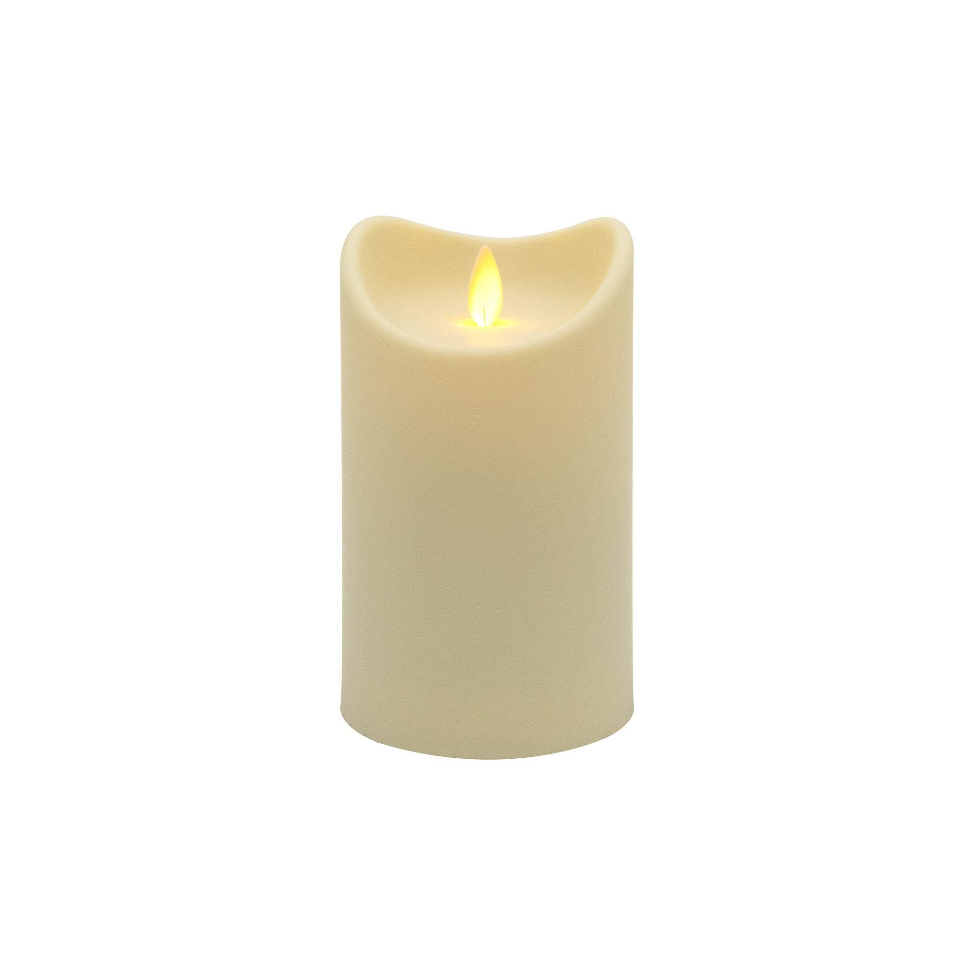 LumaBase LED Flameless Illuminating Flicker Cream Pillar Candle with Moving Flame (5 inches ...