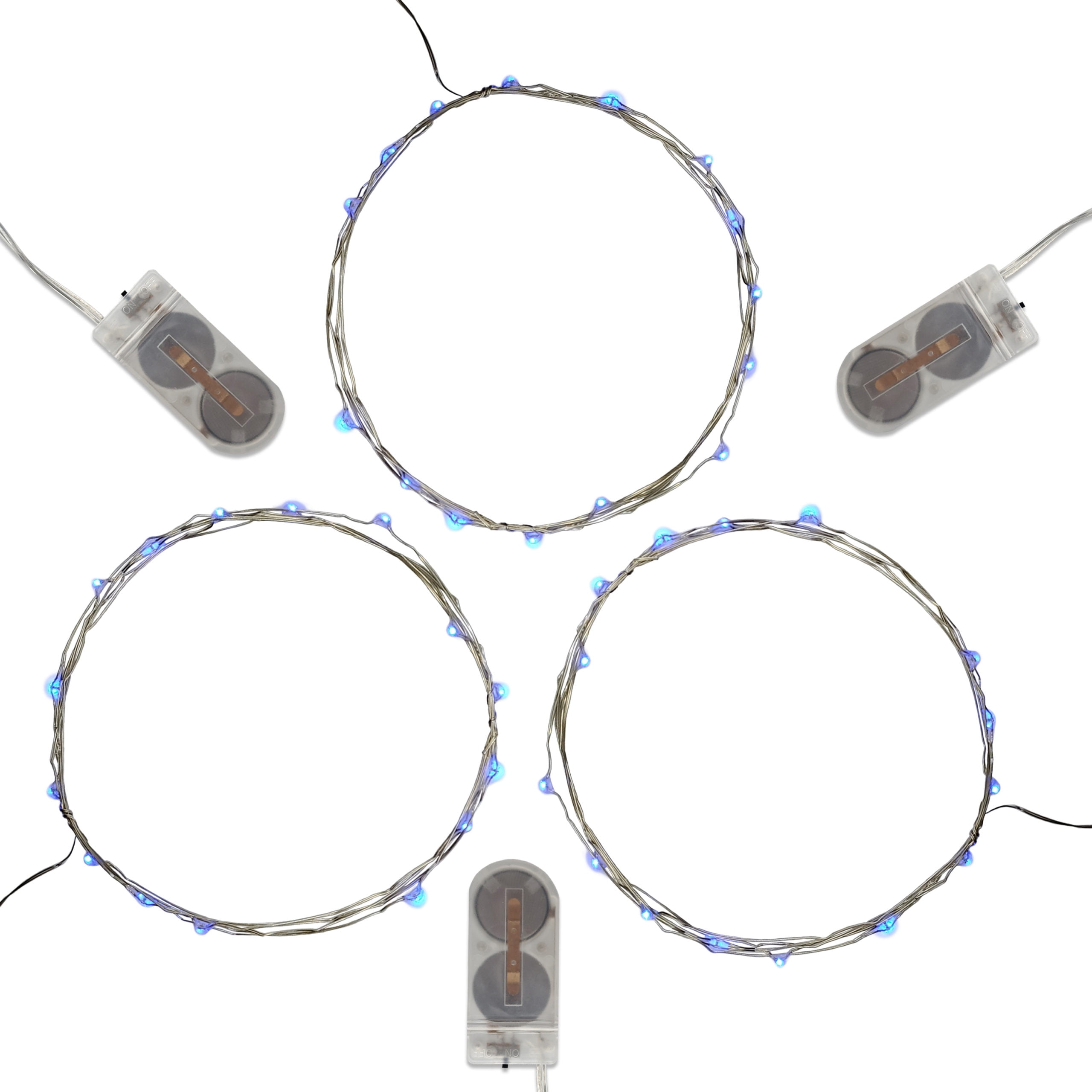 LumaBase Battery Operated LED Fairy String Lights - Set of 3 (Blue ...
