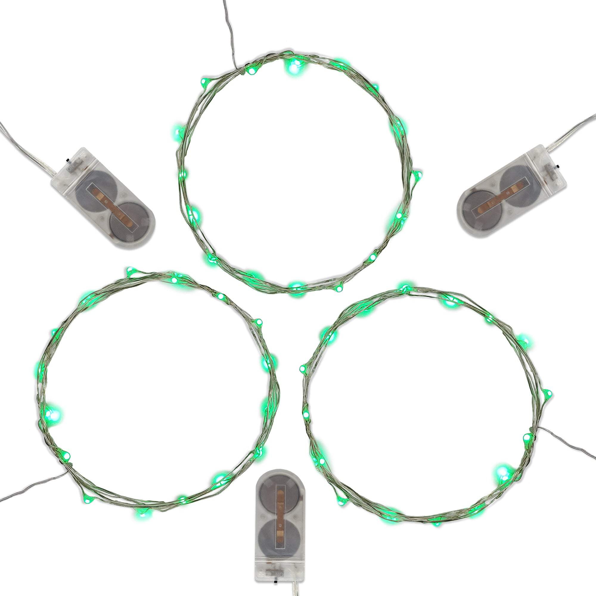 LumaBase Battery Operated LED Fairy String Lights - Set of 3 (Green ...