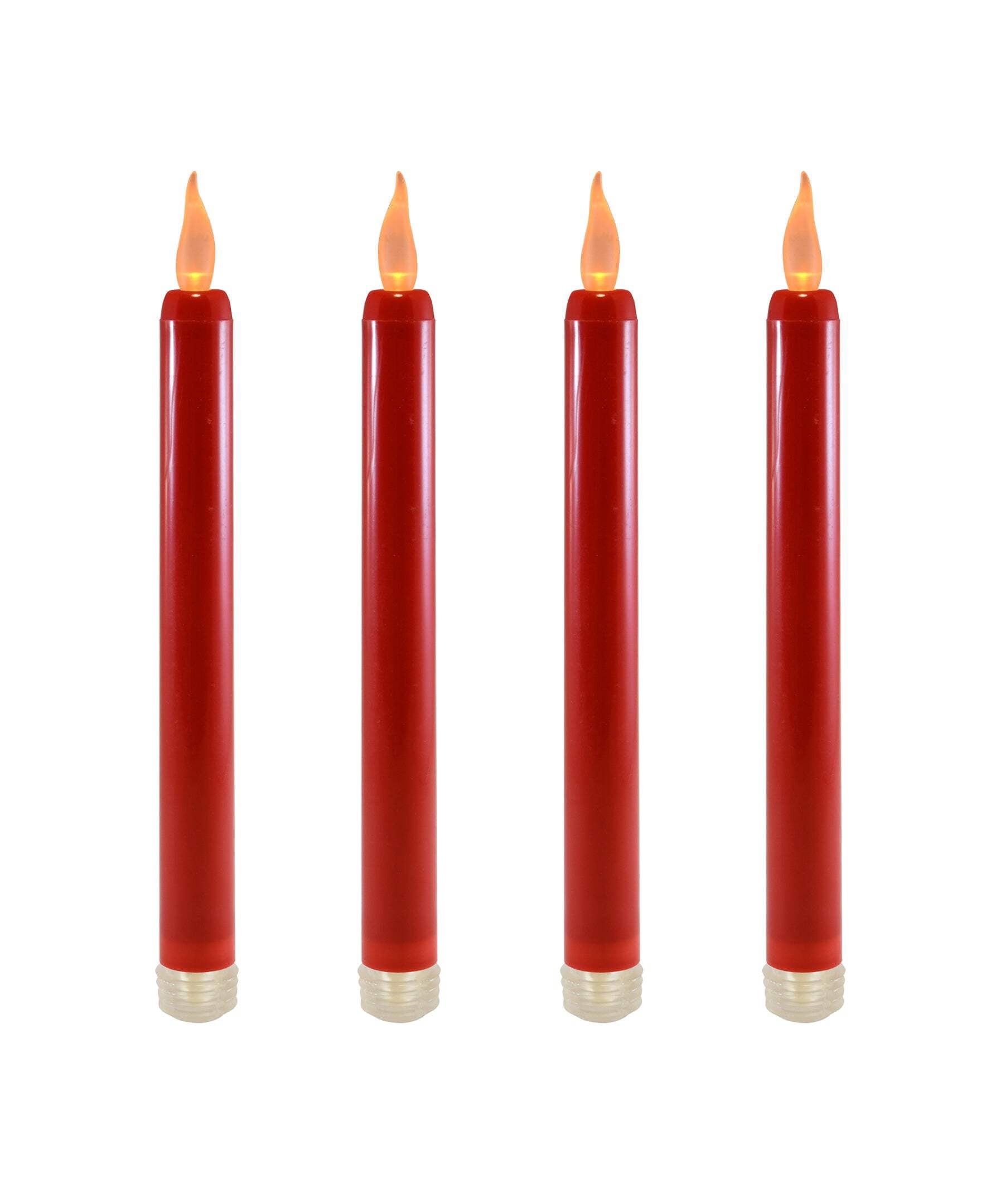 LumaBase Battery Operated LED Flameless Taper Candles - Set of 4 (Red ...