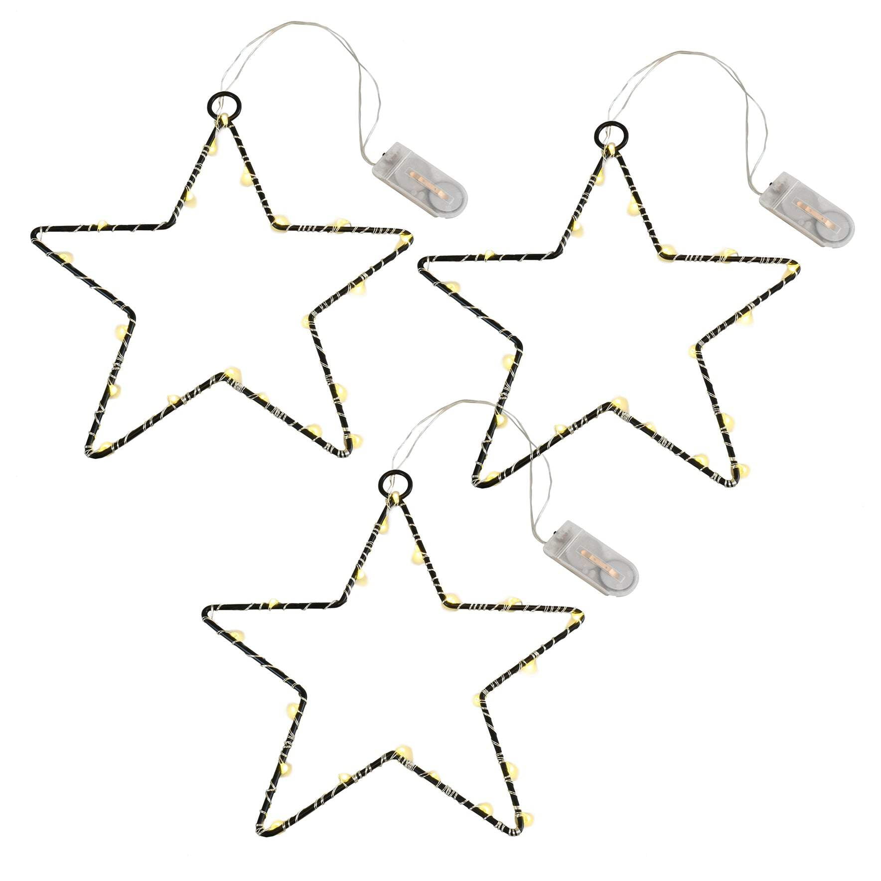 LumaBase Battery Operated LED Lighted Metal Stars with Mini Light Bulbs ...
