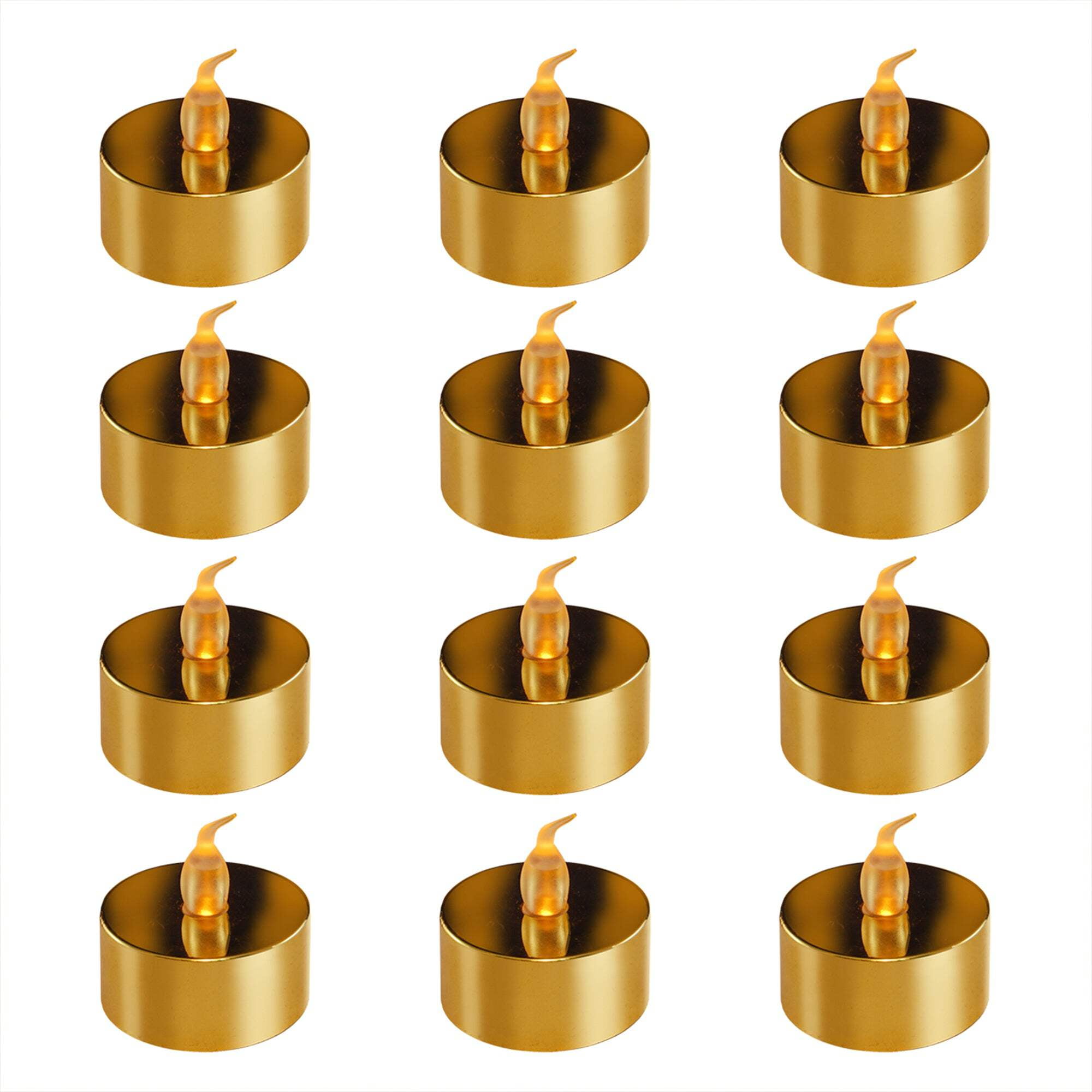 LumaBase Battery Operated LED Tea Lights - Set of 12 (Gold) - Walmart.com