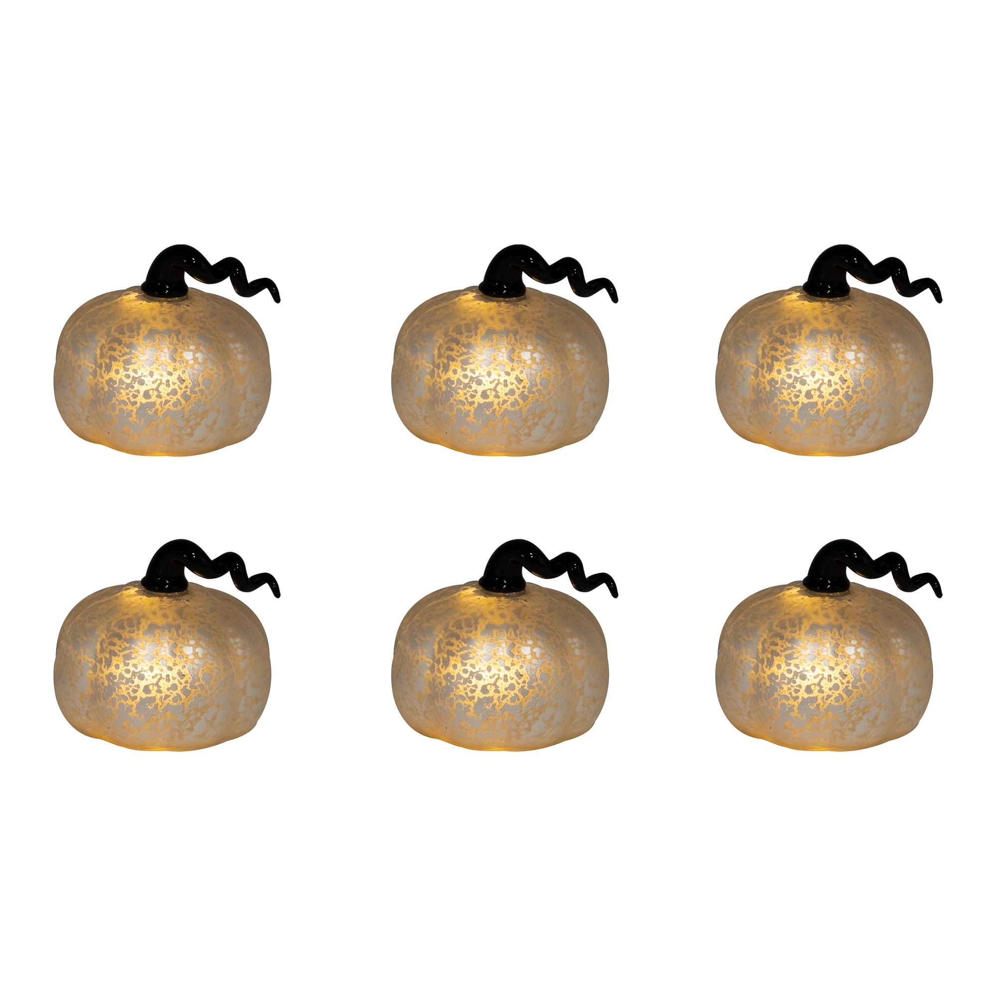 LumaBase Battery Operated Mercury Glass Pumpkins with White LED Lights ...