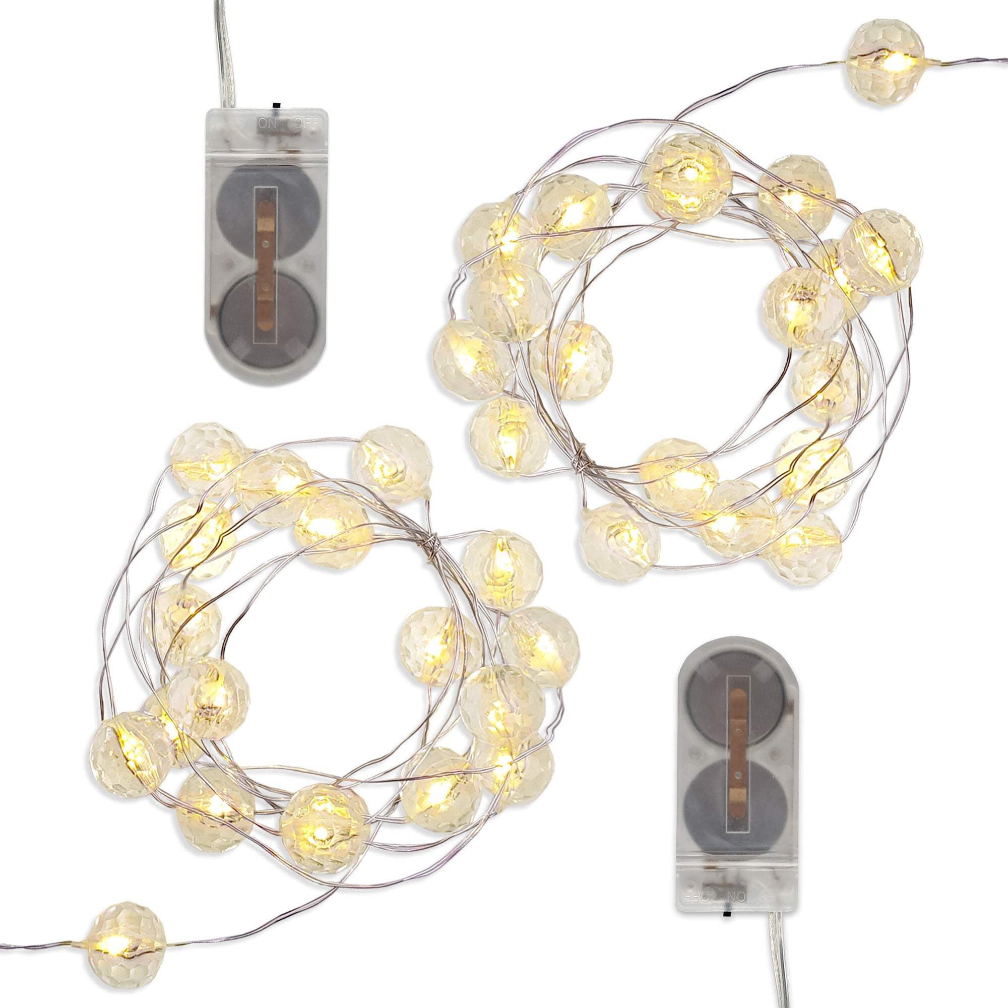 LumaBase Battery Operated Mini String Lights with Crystal Balls and ...
