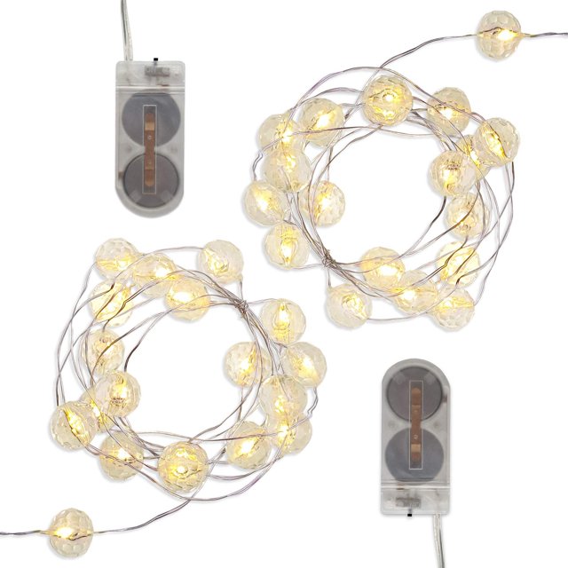 LumaBase Battery Operated Mini String Lights with Crystal Balls and ...
