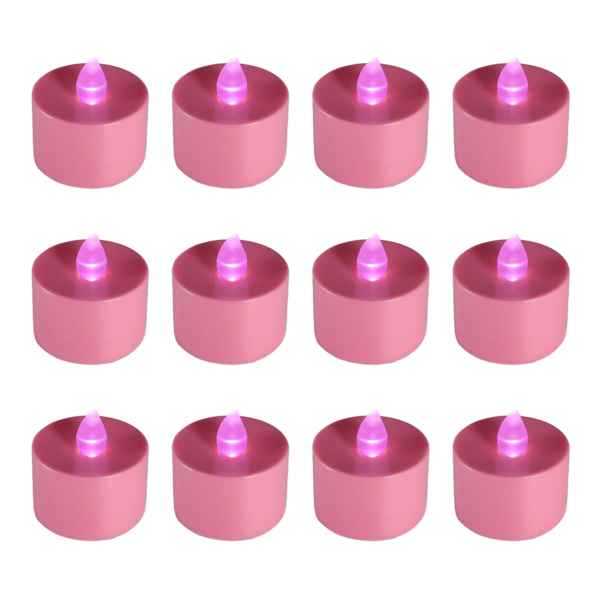 LumaBase Battery Operated Tea Light Candles - Set of 12 (Pink ...