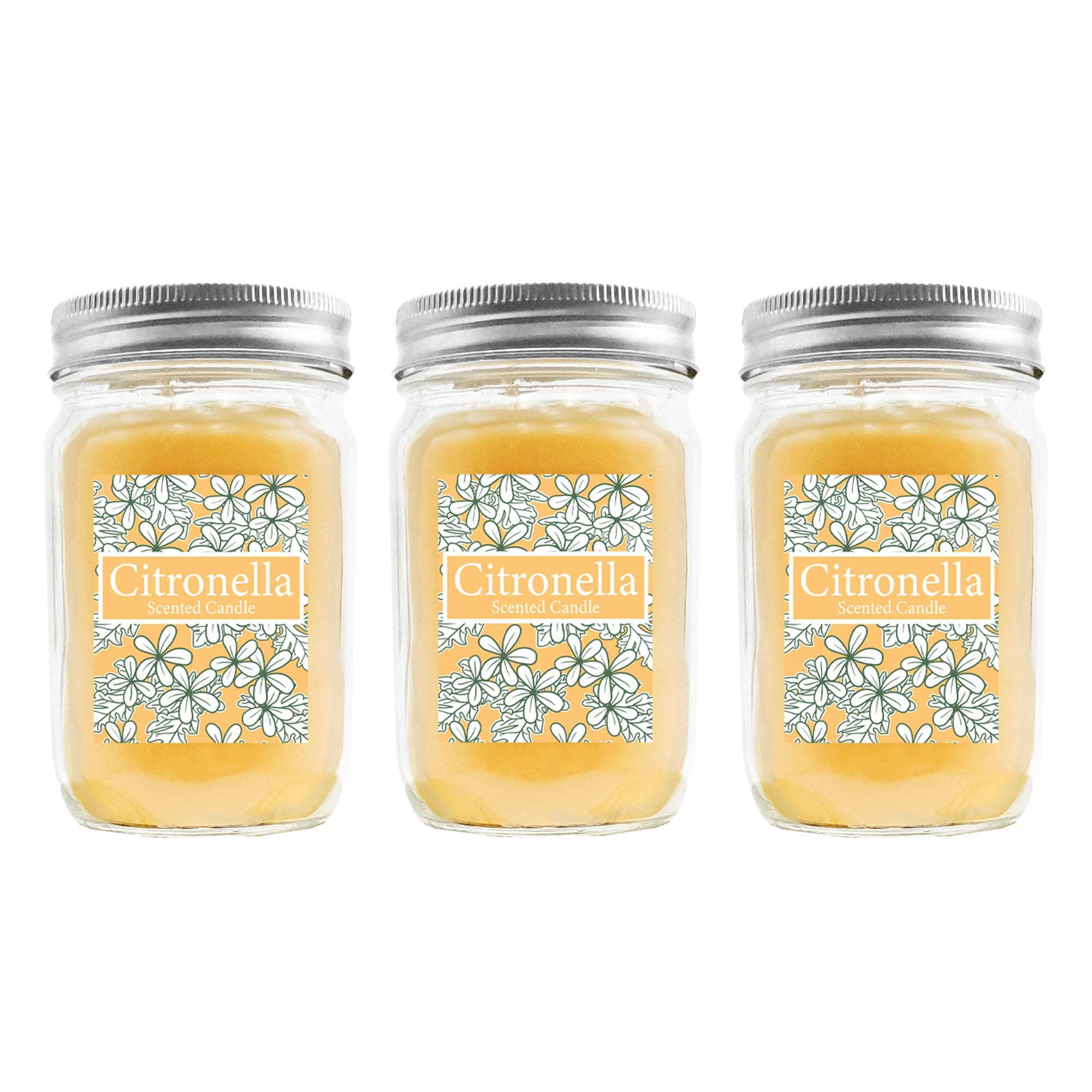 LumaBase Citronella Scented Candles in 9oz Mason Jars - Set of 3 ...