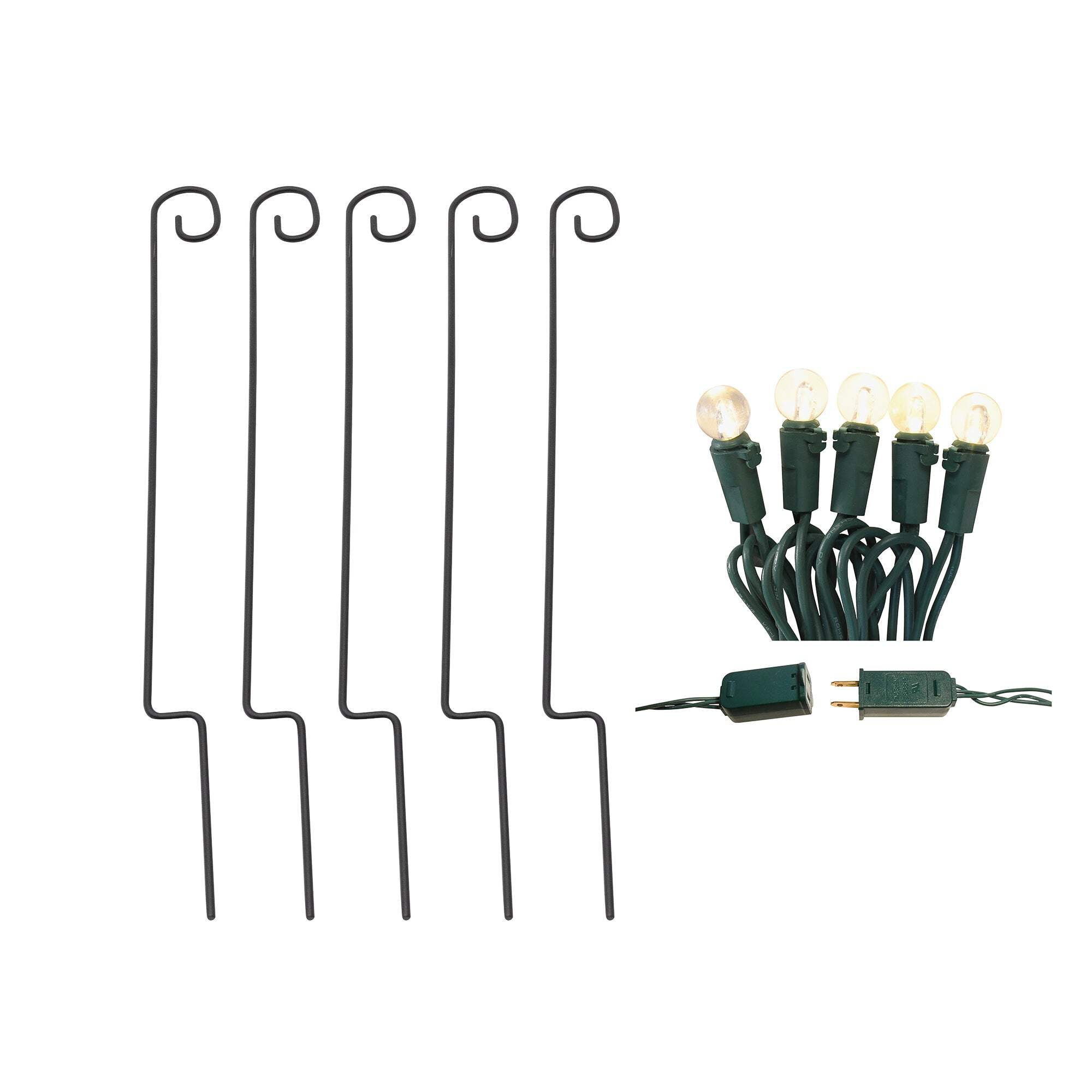 LumaBase Festoon Pathway Ground Stakes with White Electric LED String ...