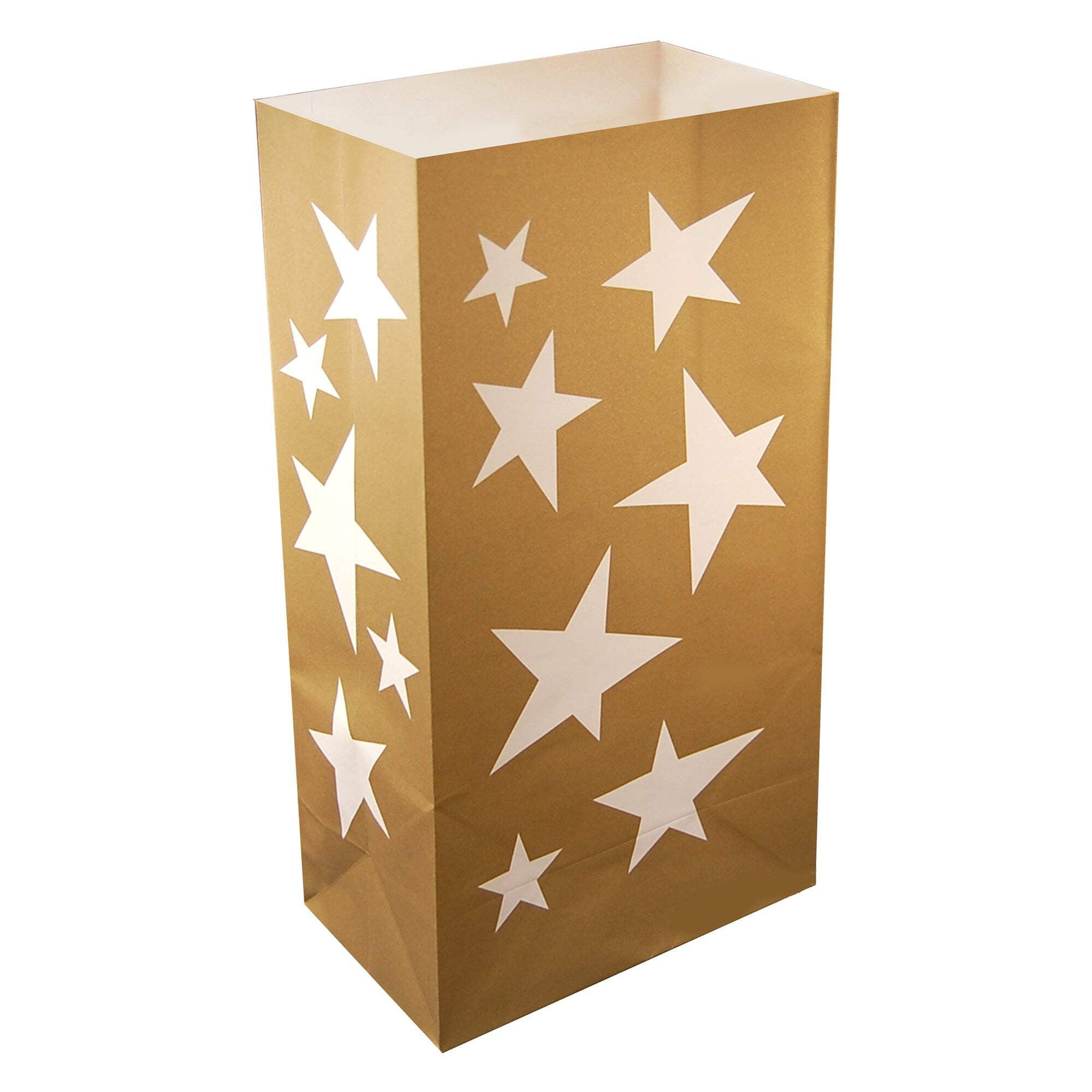 LumaBase Paper Luminaria Bags - Gold Star (24 count) - Walmart.com