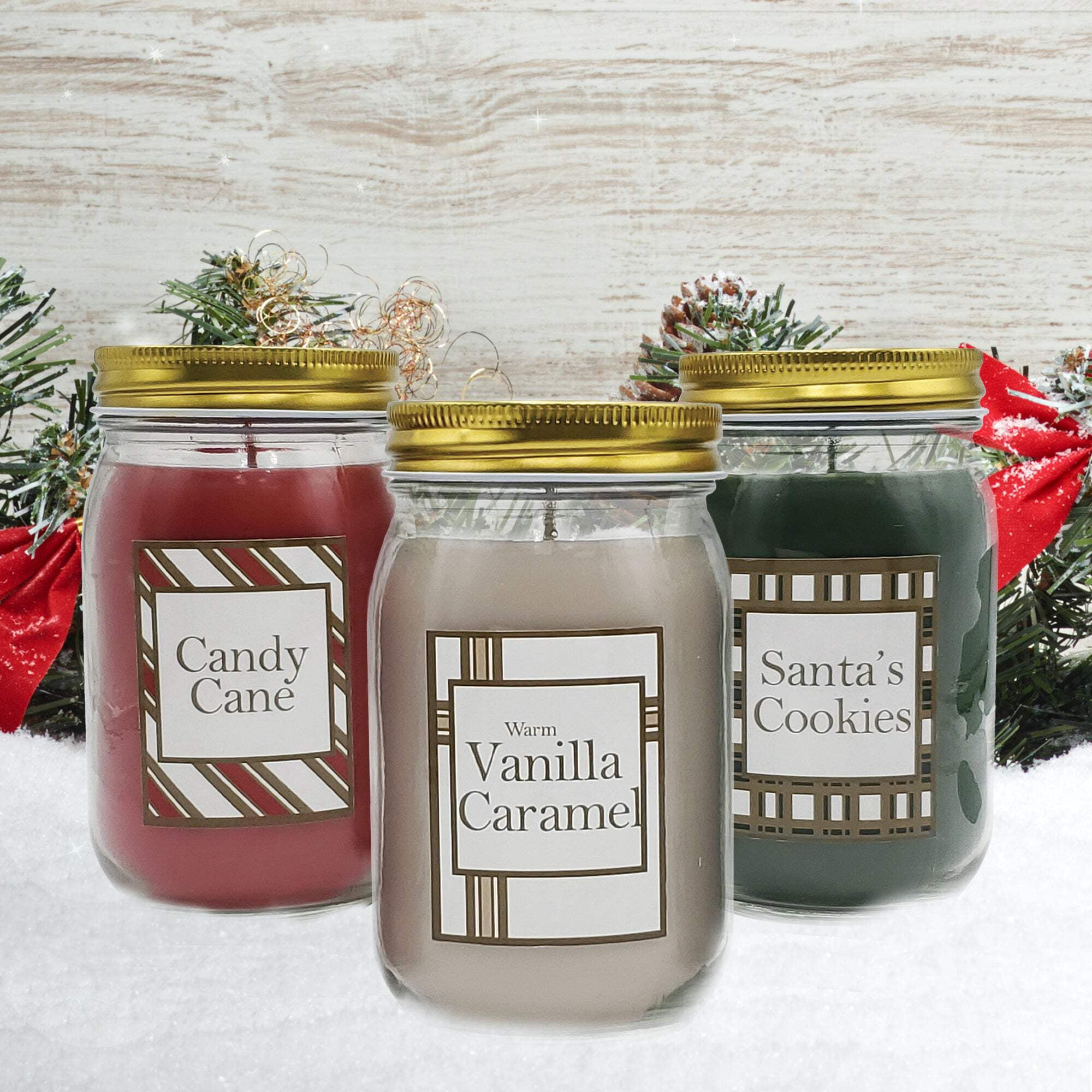 LumaBase Scented Wax Candles - Holiday Sweets Collection in Mason Jars ...