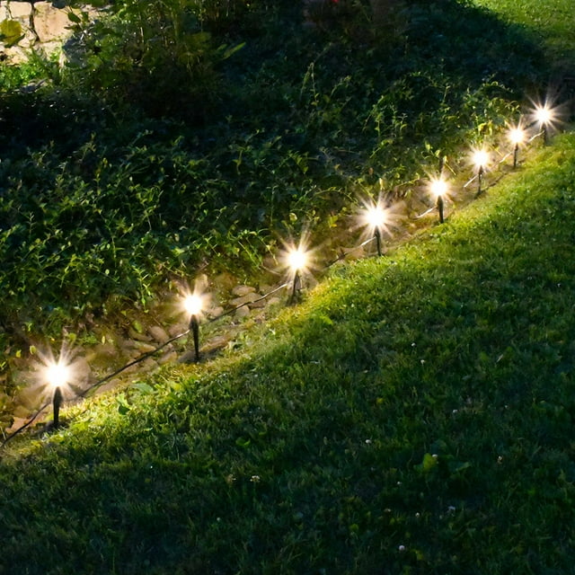 LumaBase Solar Powered Pathway Lights with 8 Globe Bulbs (White ...