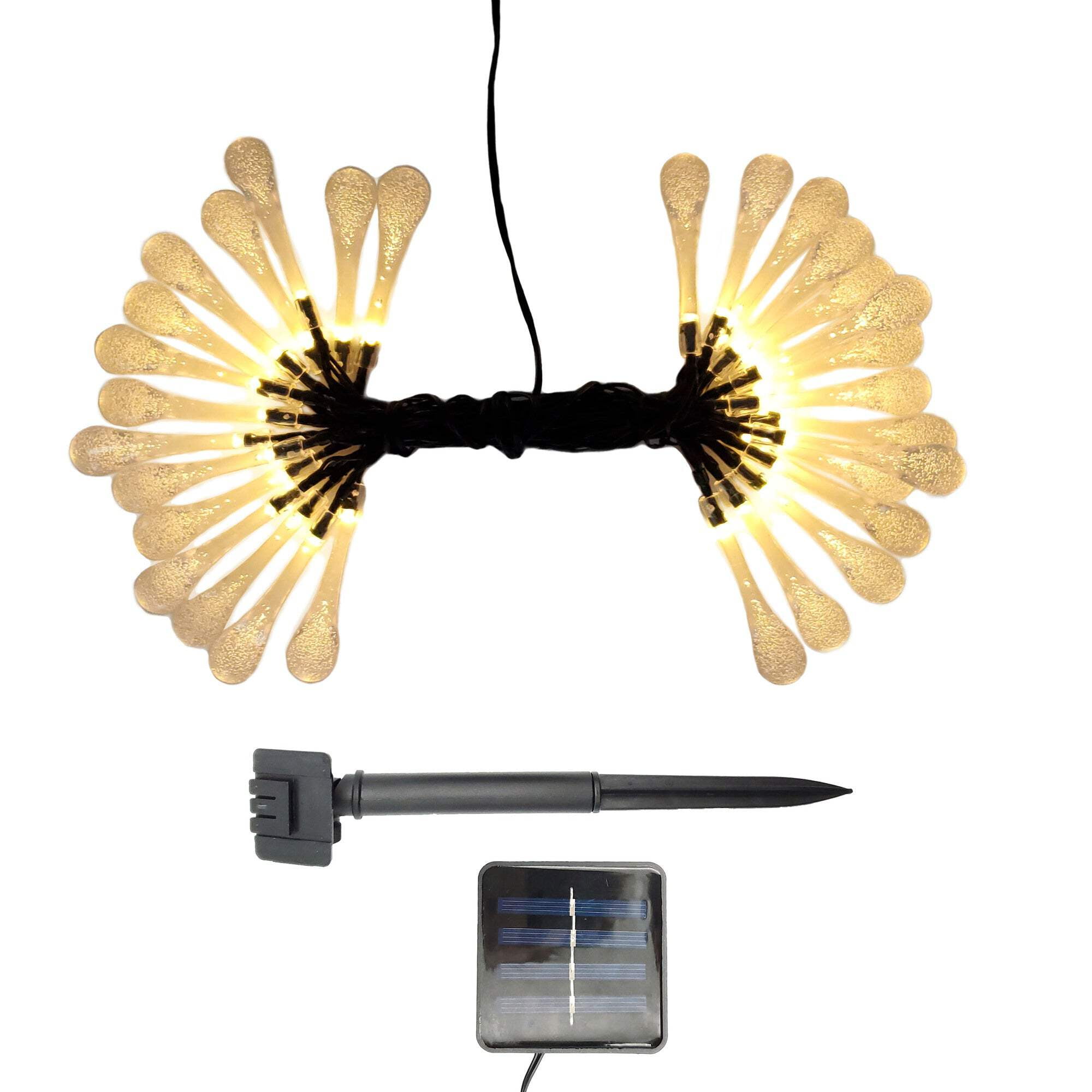 LumaBase Solar Powered Water Drop String Lights with 30 Lights (Soft ...