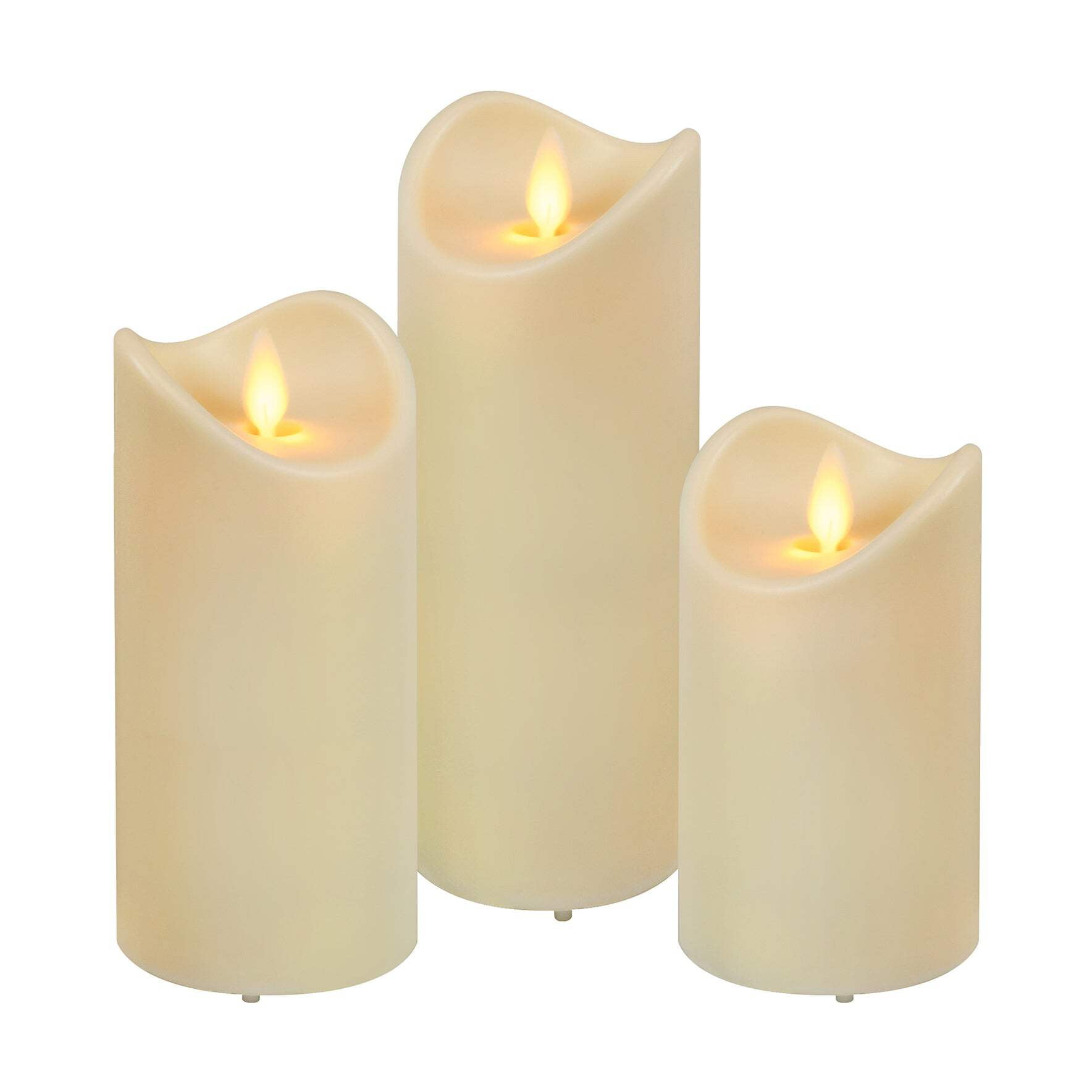 LumaBase Weather Resistant LED Candles with Moving Flame - Set of 3 ...