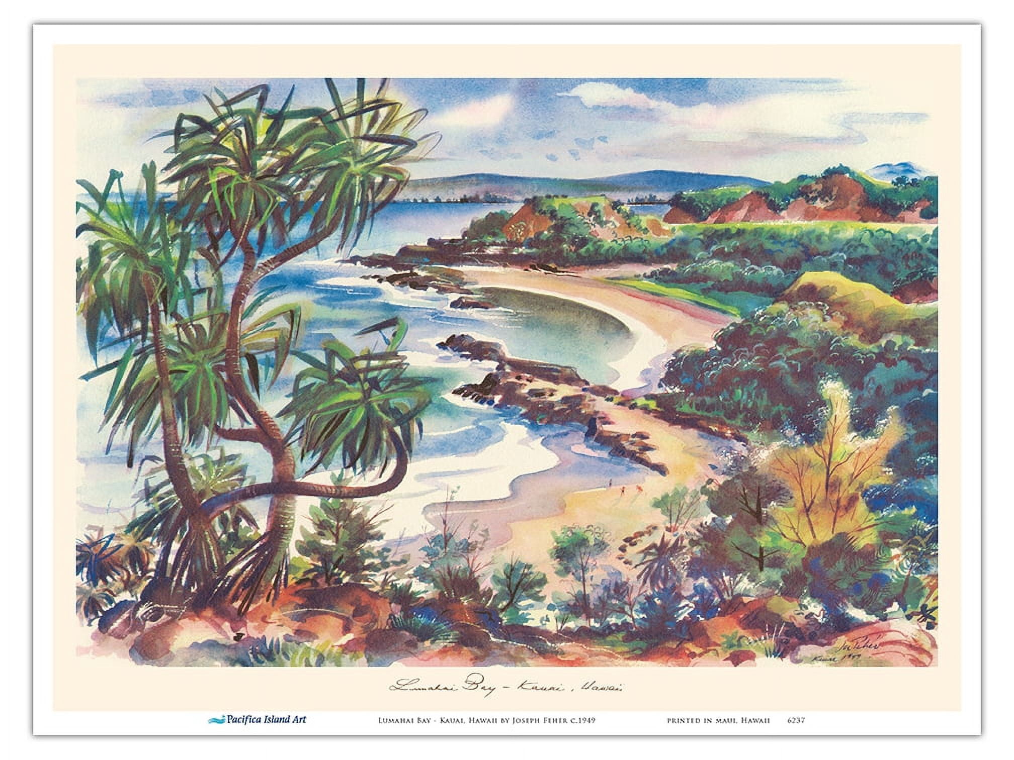 Lumahai Bay - Kauai Hawaii - Vintage Hawaiian Travel Poster by Joseph ...