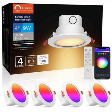 Smart Recessed Lighting, 4 inch RGB LED Recessed Lighting with Warm ...