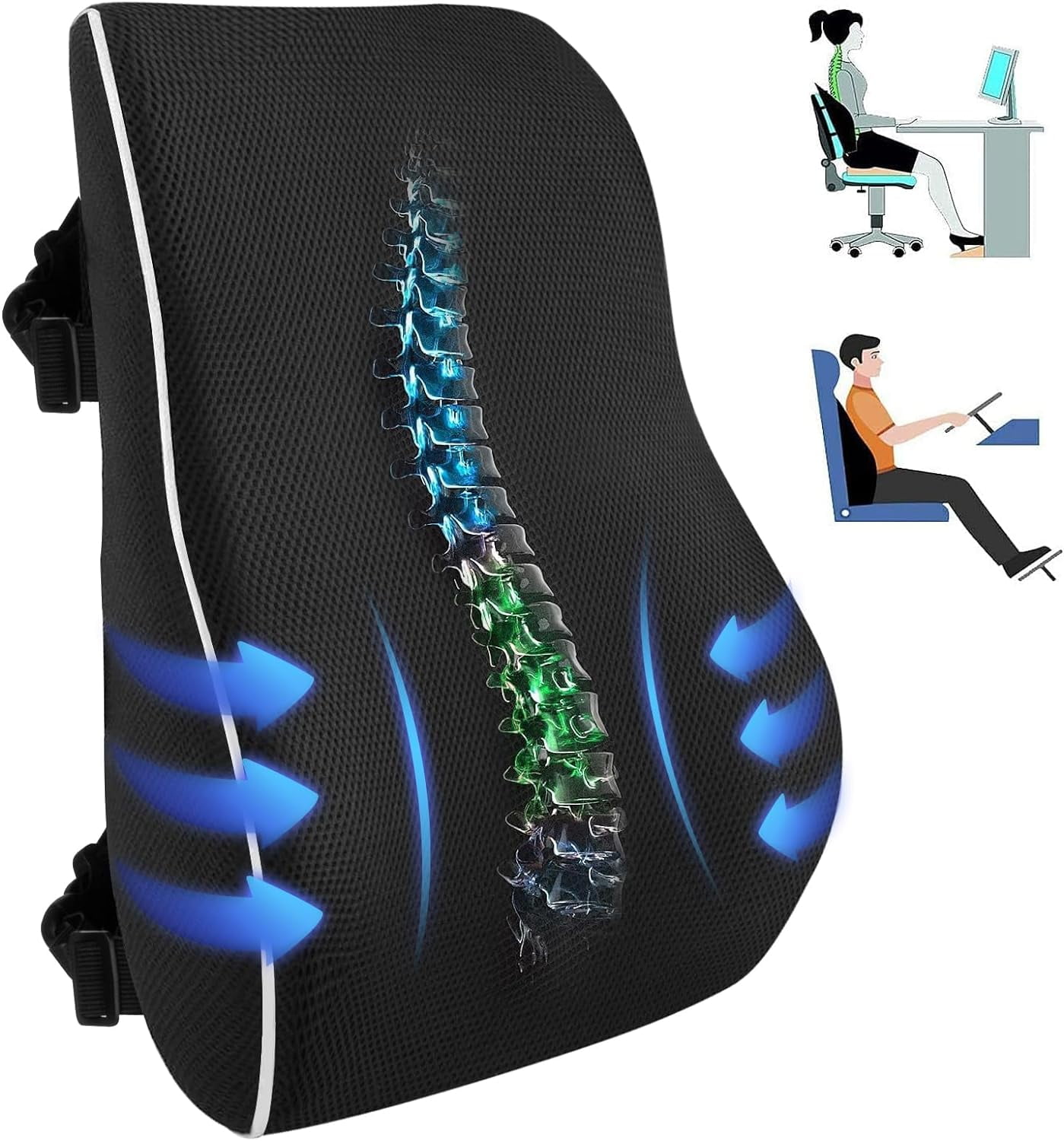 Lumbar Pillow for Chair Office Chair Back Support, Upper or Lower Back ...