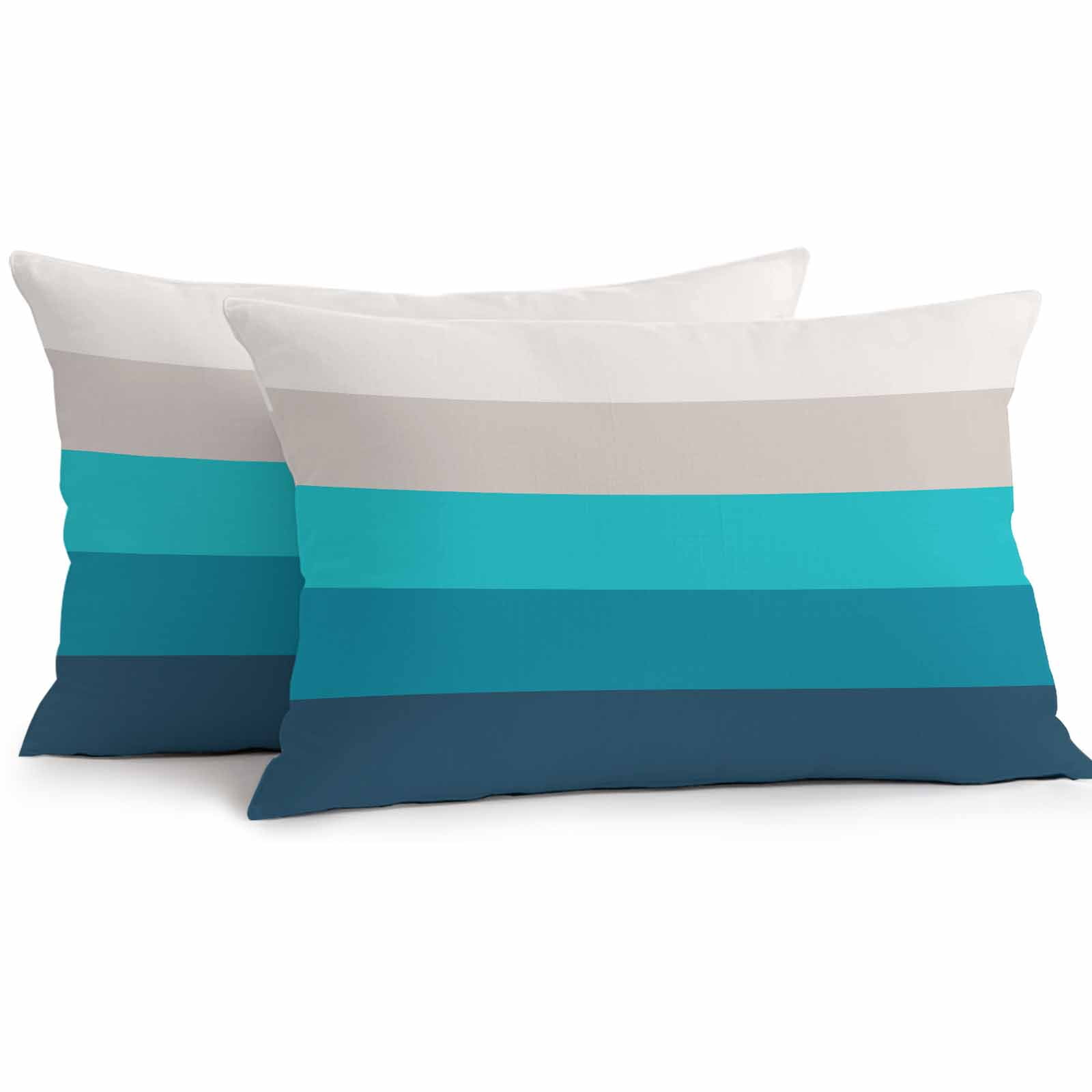 Lumbar Pillow Covers 12 x 20 Inches, Blue Aqua Ombre Waterproof Throw ...