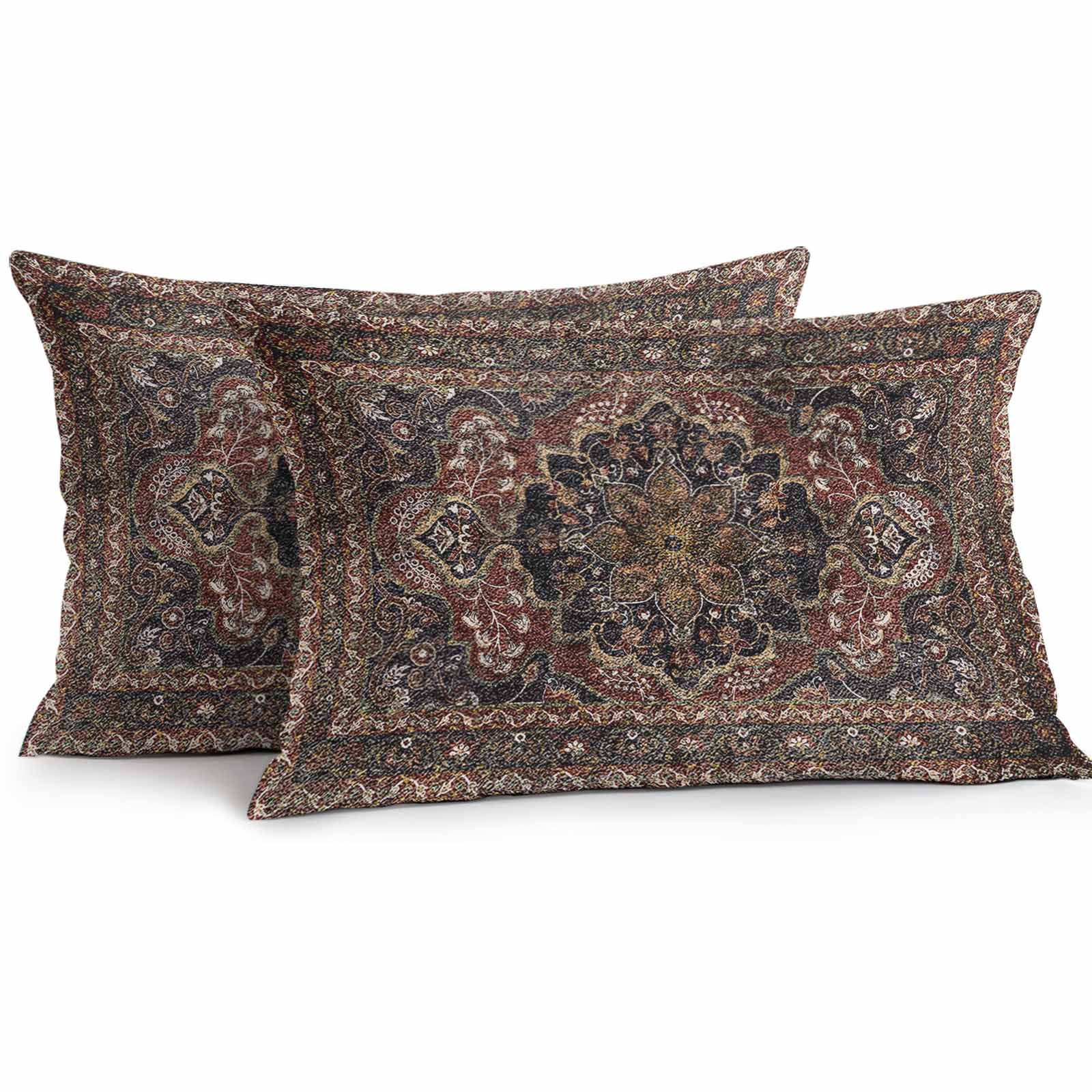 Lumbar Pillow Covers 12 x 20 Inches, Retro Boho Waterproof Throw Pillow ...