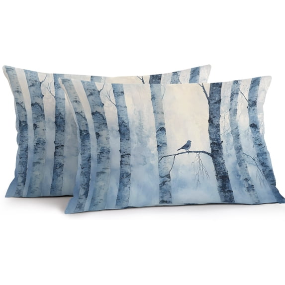 Lumbar Pillow Covers 20x12 Inch Set of 2, Winter Forest Waterproof ...