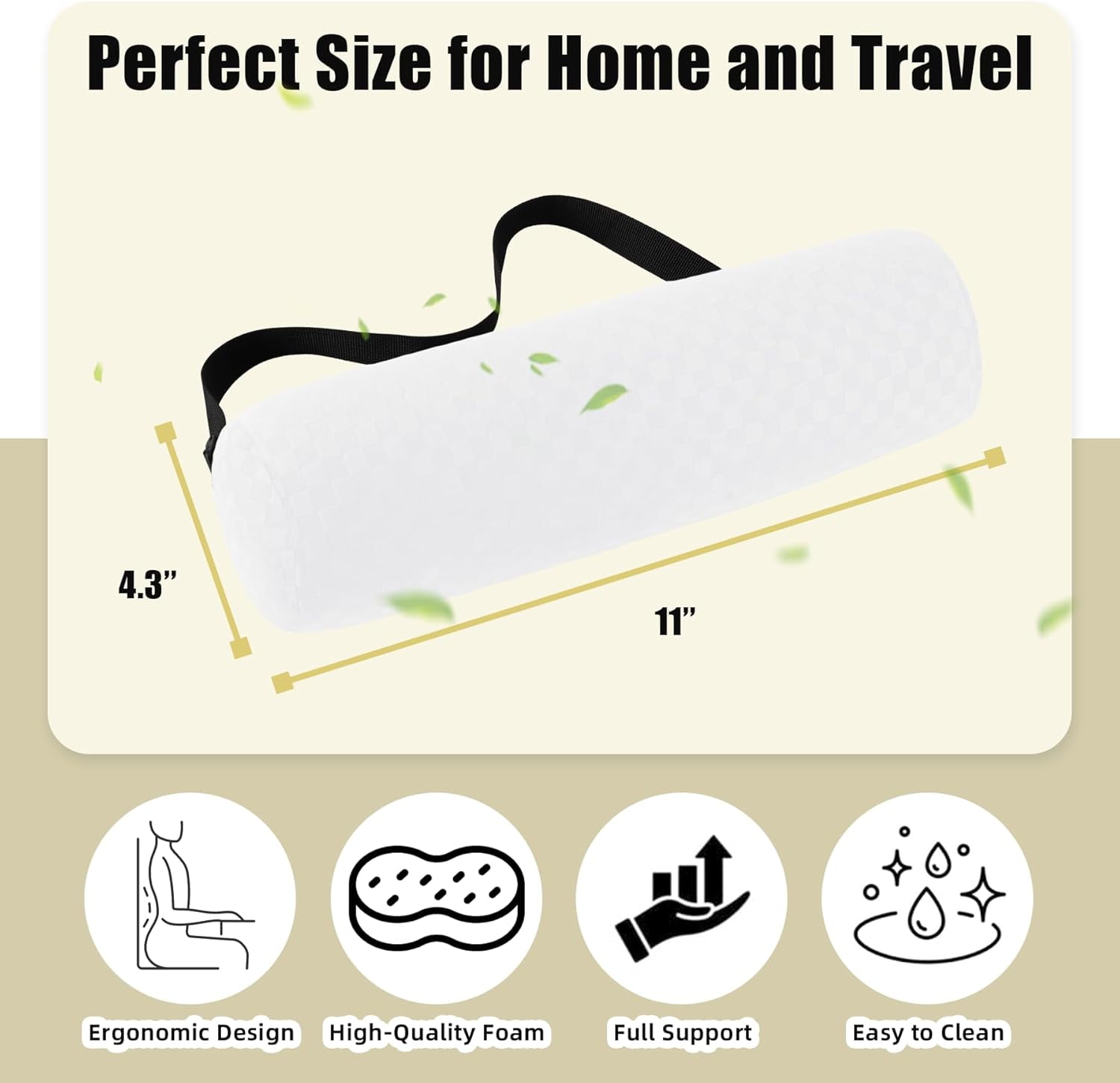 Lumbar Roll Pillow for Lower Back, Lumbar Support Foam Roll Cushion ...